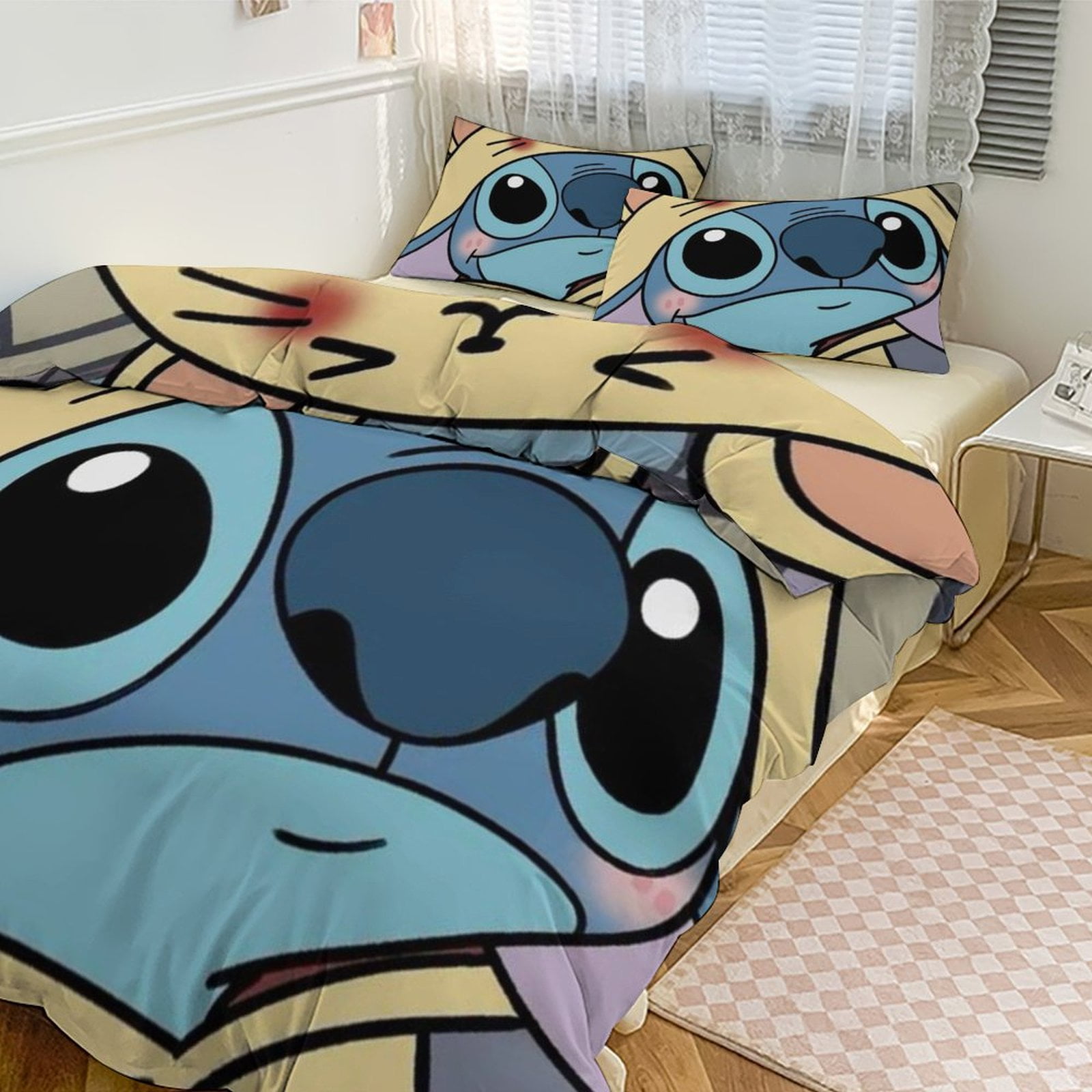 Stitch Bedding Sets 1 Cartoon Quilt cover + 2 Pillowcases Cute Three ...
