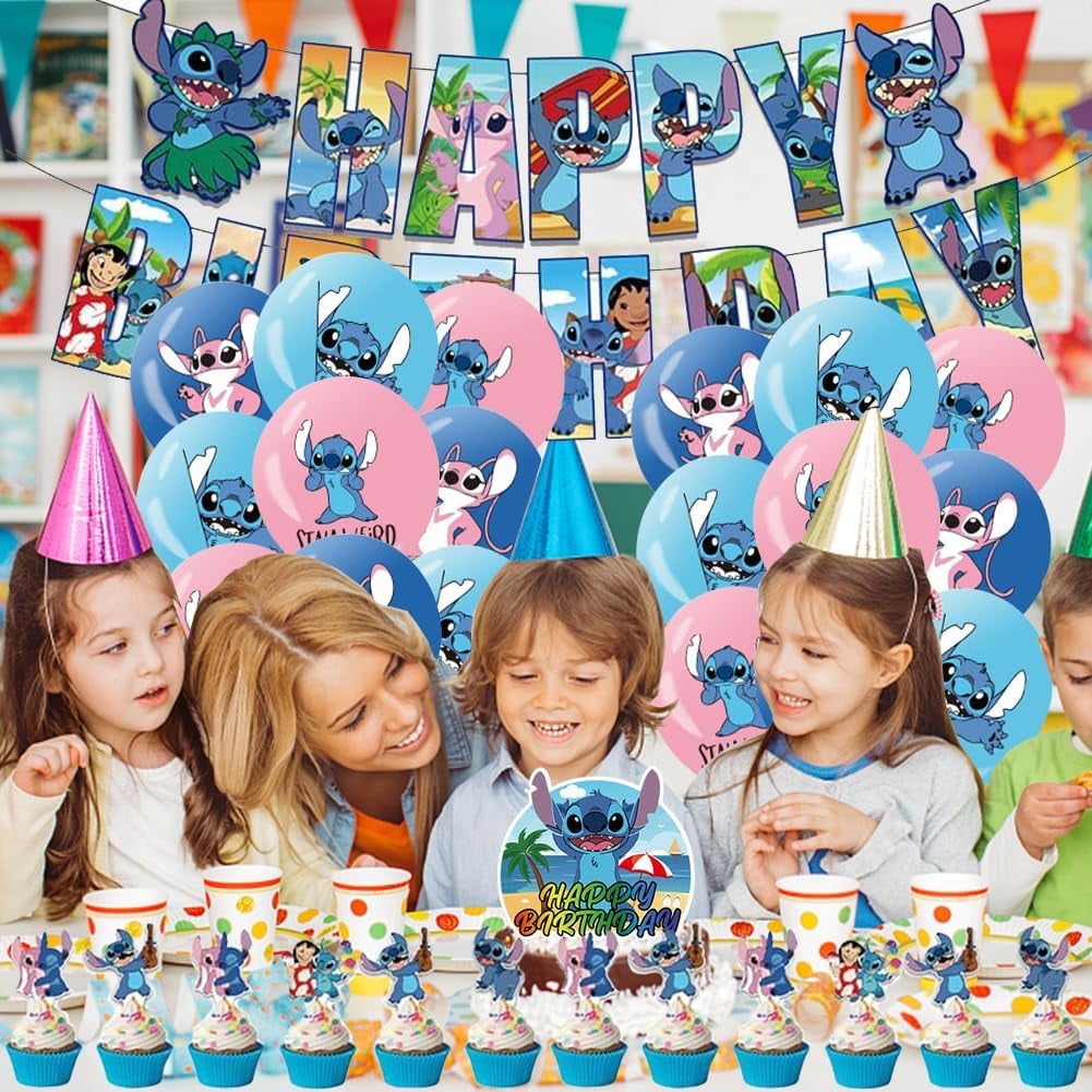 Cute Birthday Party Decorations Balloons Cake Toppers Banner for Kids ...