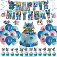 Cute Stitch Birthday Party Decorations Balloons Cake Toppers Banner for Kids Birthday Party ...