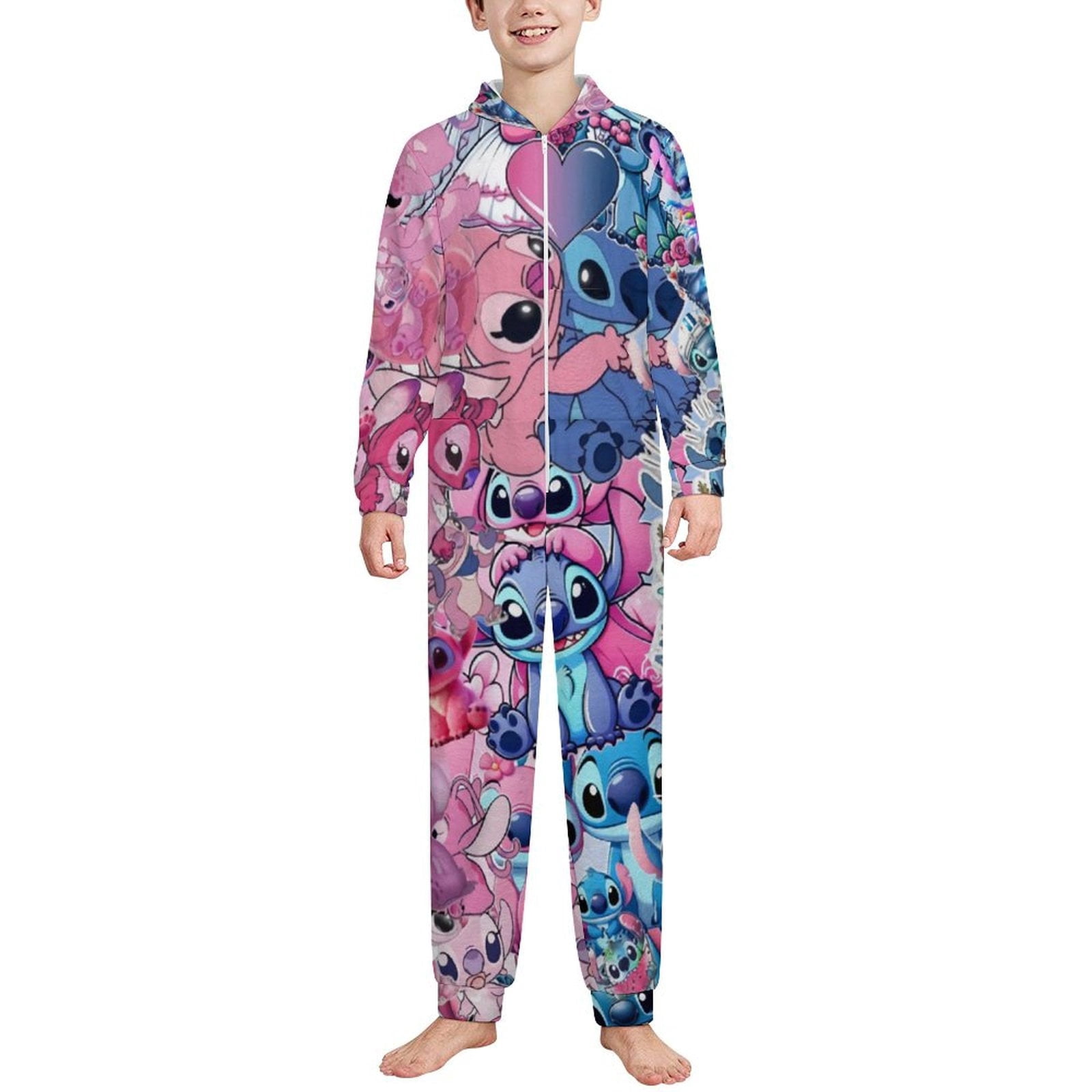 Cute Stitch Pajamas Girls Boys Flannel Onesie Animal One-Piece ...
