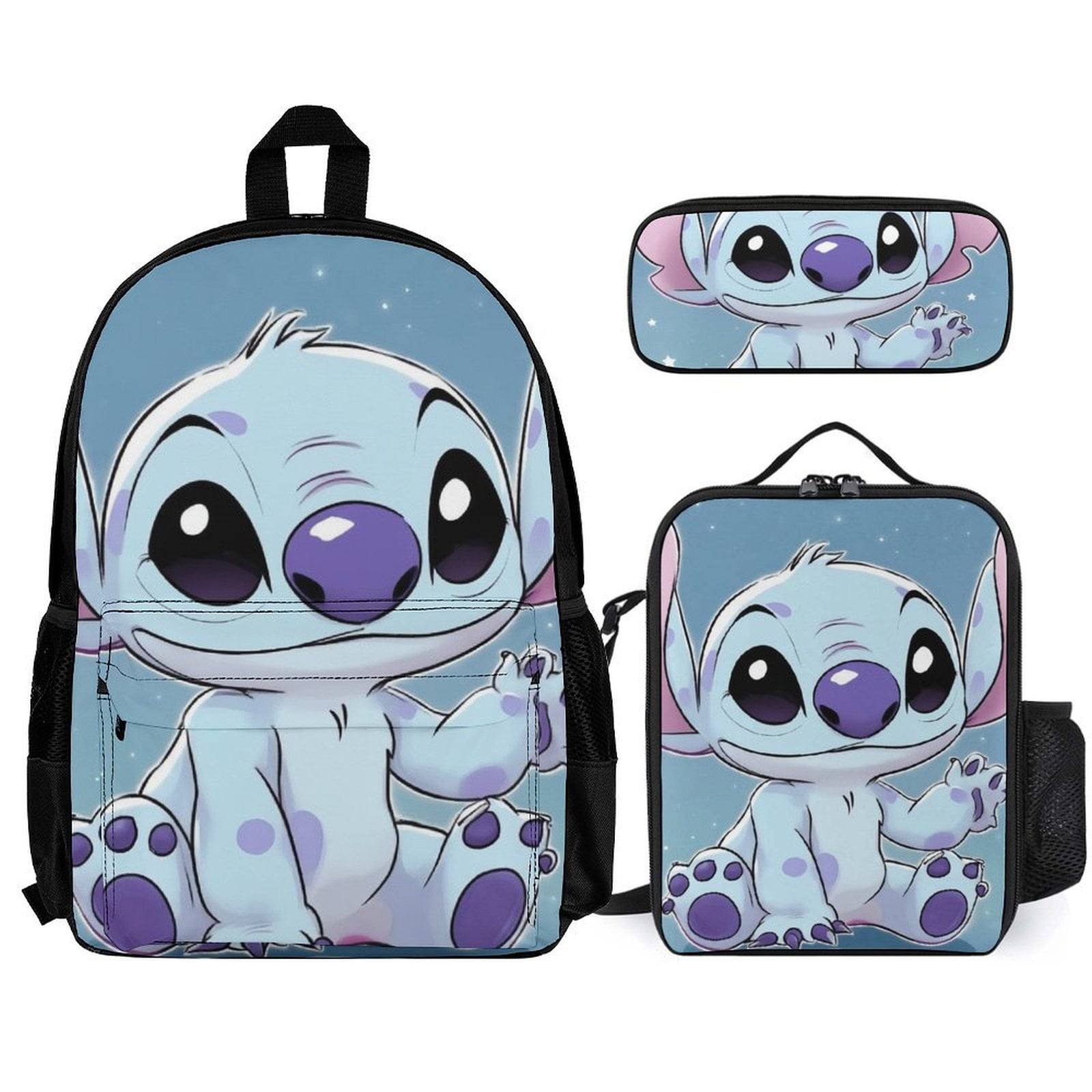 Cute Stitch Starry Night Backpack Set Lightweight Backpack Book Bag ...