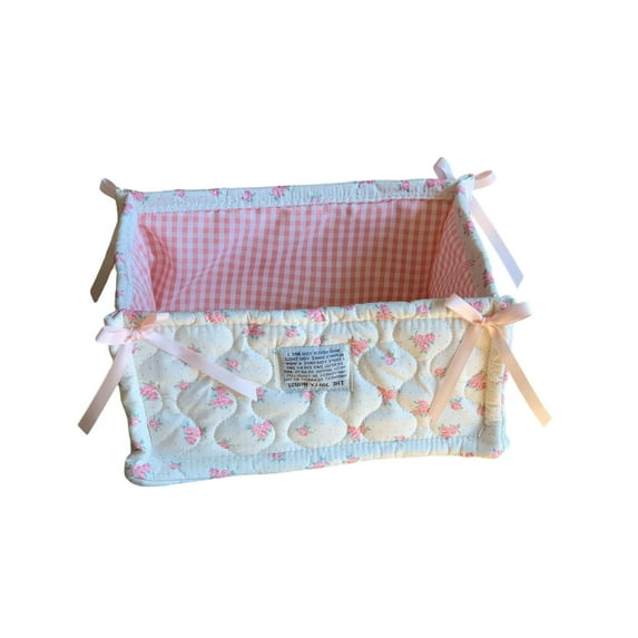 Cute Storage Basket Pleated Quilted Desktop Organizer Bow Preppy ...
