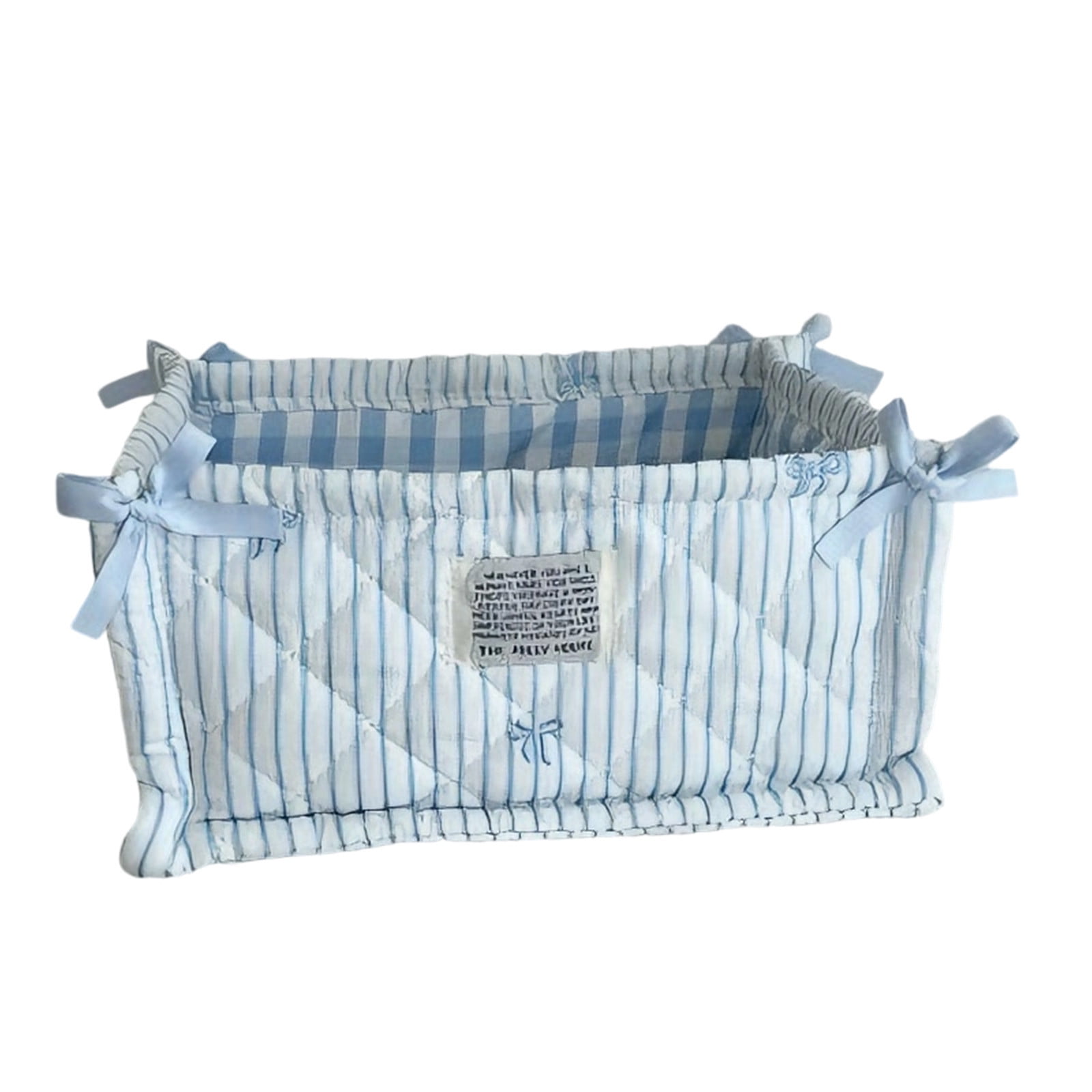 Cute Storage Basket Pleated Quilted Desktop Organizer Bow Preppy ...