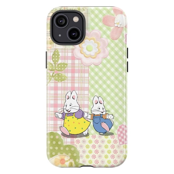 Cute Storybook Bunny Floral Phone Case for iPhone 17 16 15 14 13 12 11 ...