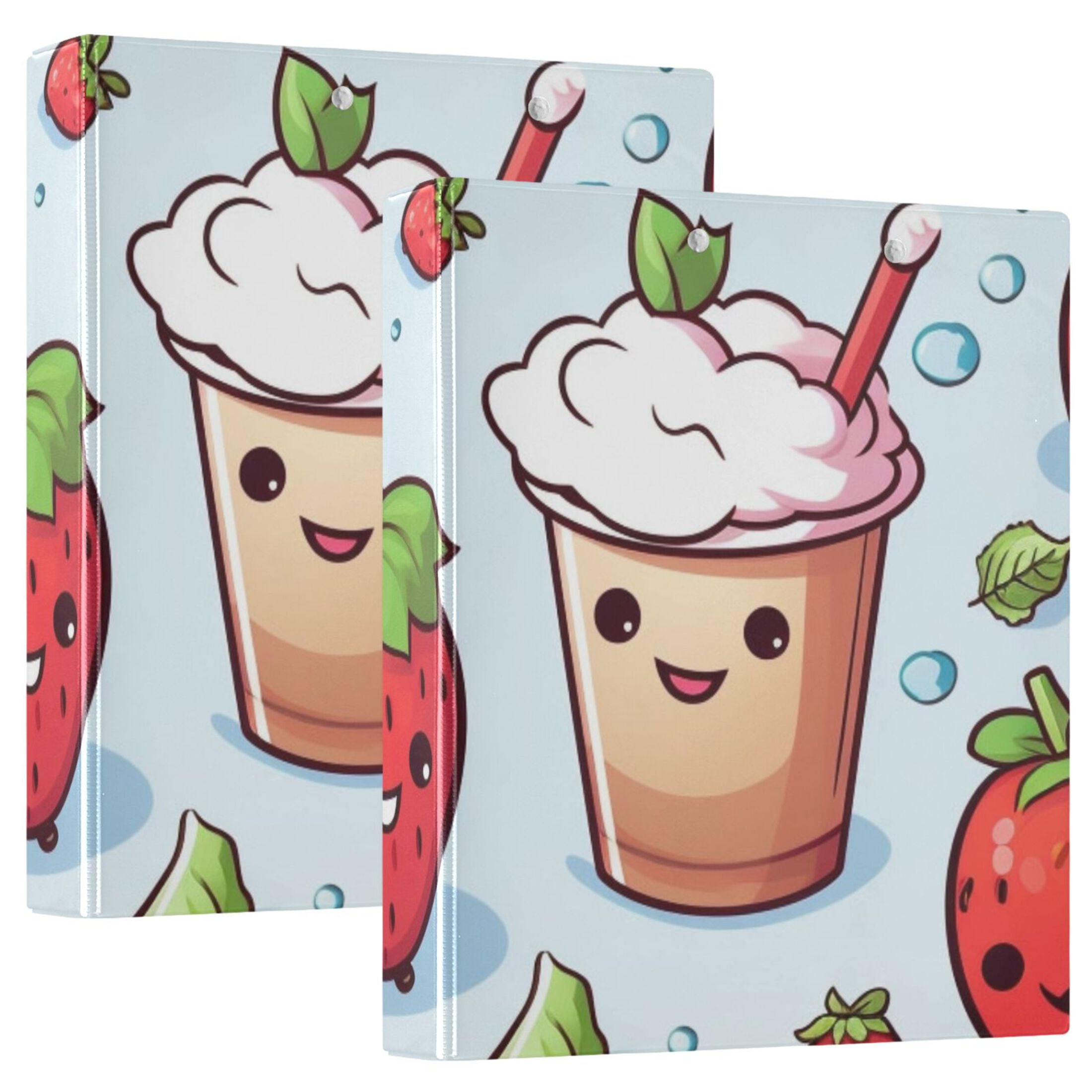Cute Strawberries Face 3 Ring Hardcover Binders 1.5" Round Rings for ...