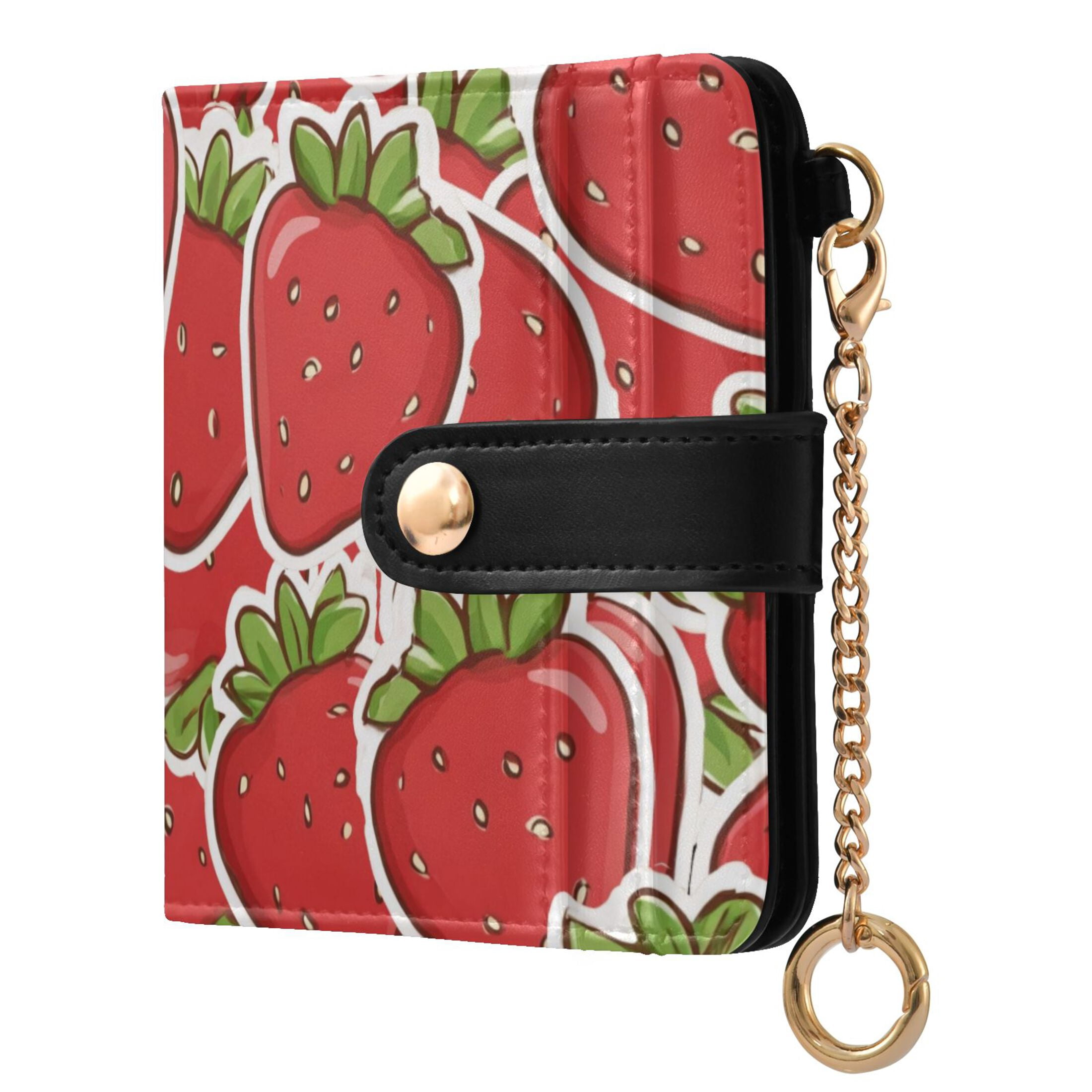 Cute Strawberries Pile Up Women's Wallet PU Leather Card Cases RFID ...