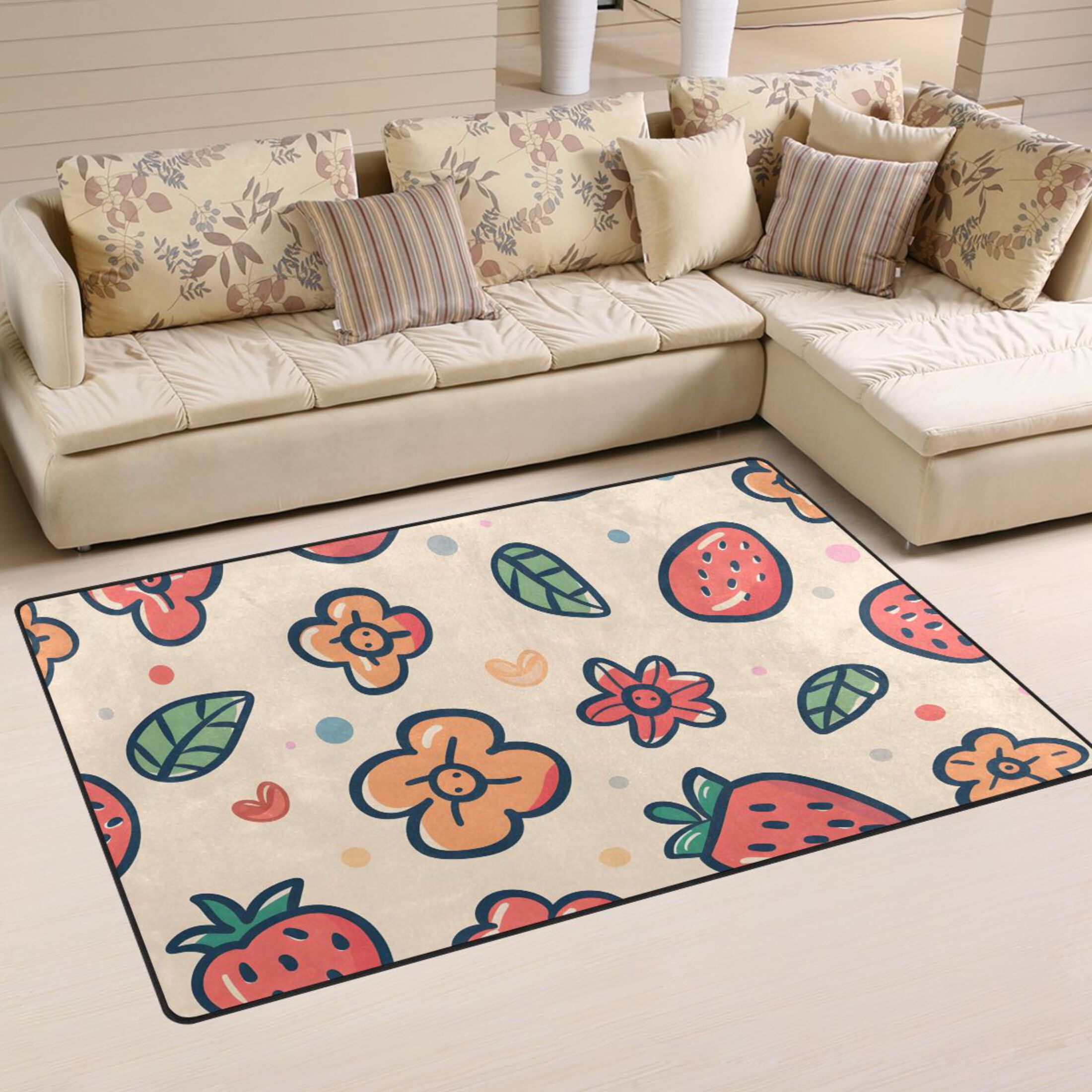 Cute Strawberry Area Floor Mats Non-Slip Rugs Soft Doormat 31 x 20 inch ...