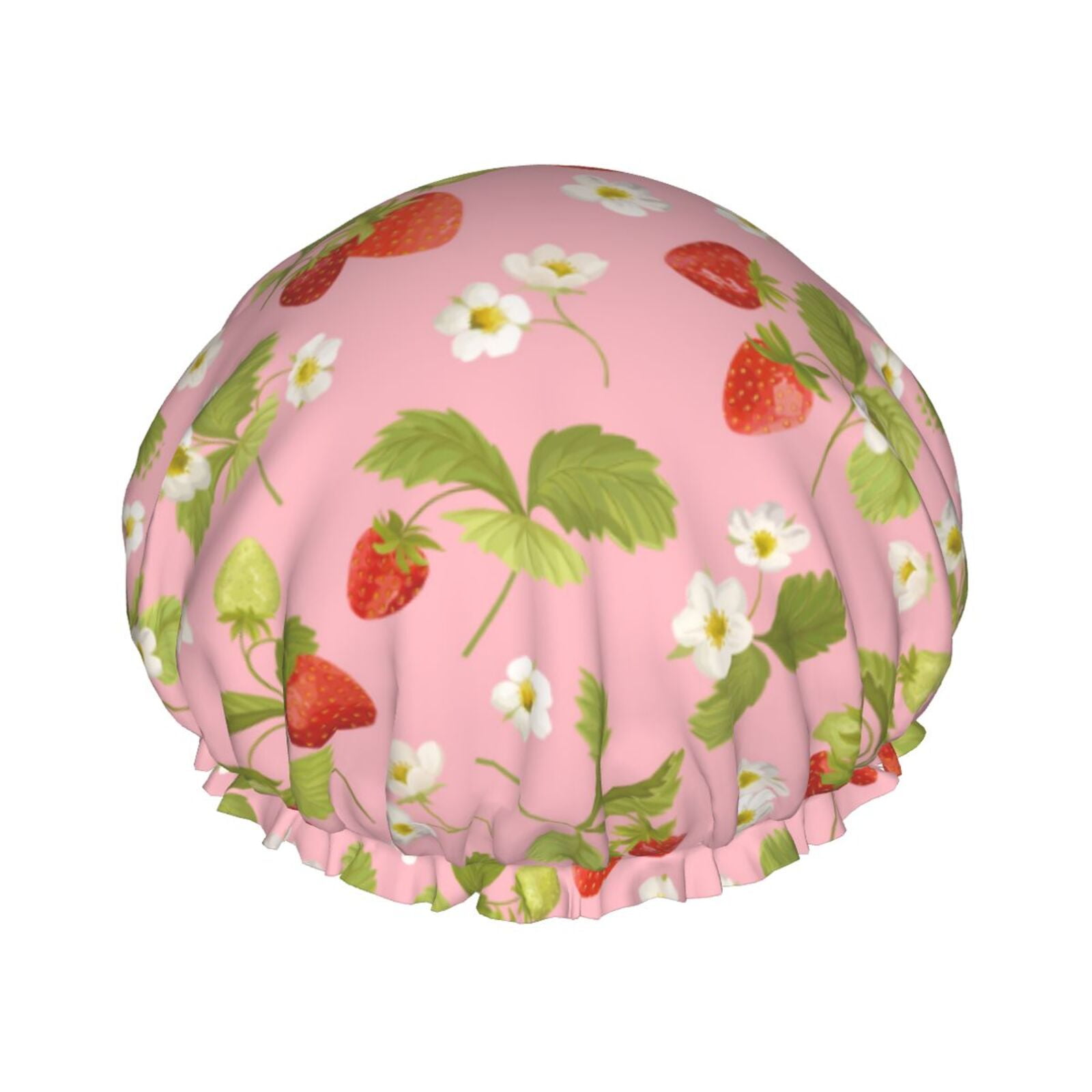 Cute Strawberry Bouquet Shower Cap, Reusable Bath Hair Hat for all Hair ...