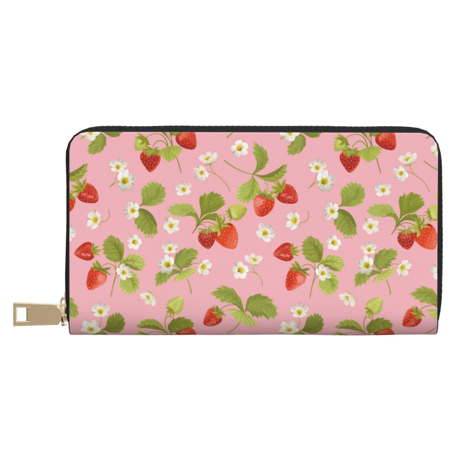 Cute Strawberry Bouquet Wallet Women, Leather Bifold Multi Card Wallet ...