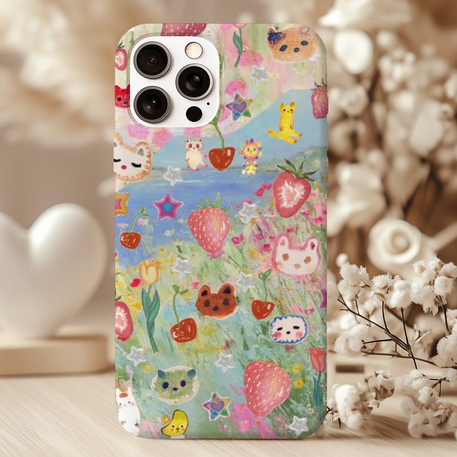 Cute Strawberry Cat Juminocore Gift Phone Case 17 11 12 13 14 15 16 Pro ...