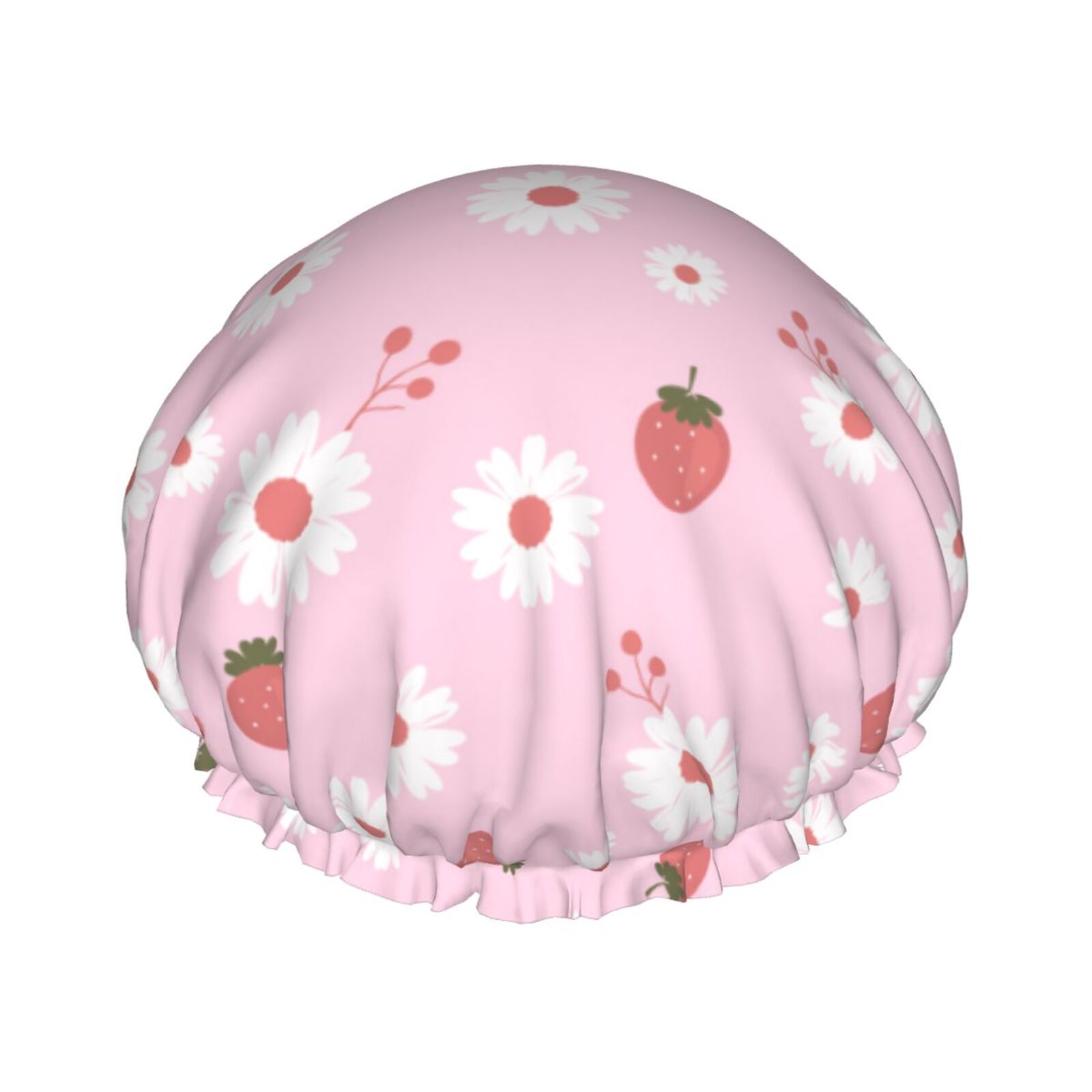 Cute Strawberry Daisy Shower Cap, Reusable Bath Hair Hat for all Hair ...