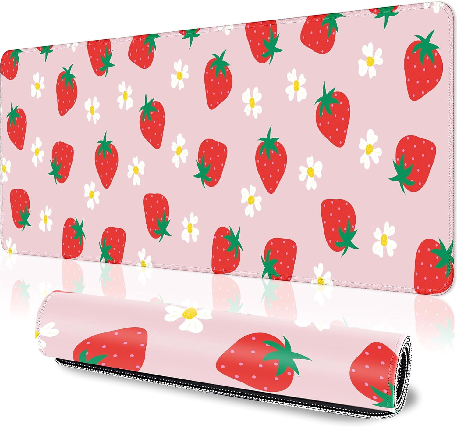 Cute Strawberry Extended Gaming Mouse Pad XL Kawaii Pink Large Mouse ...
