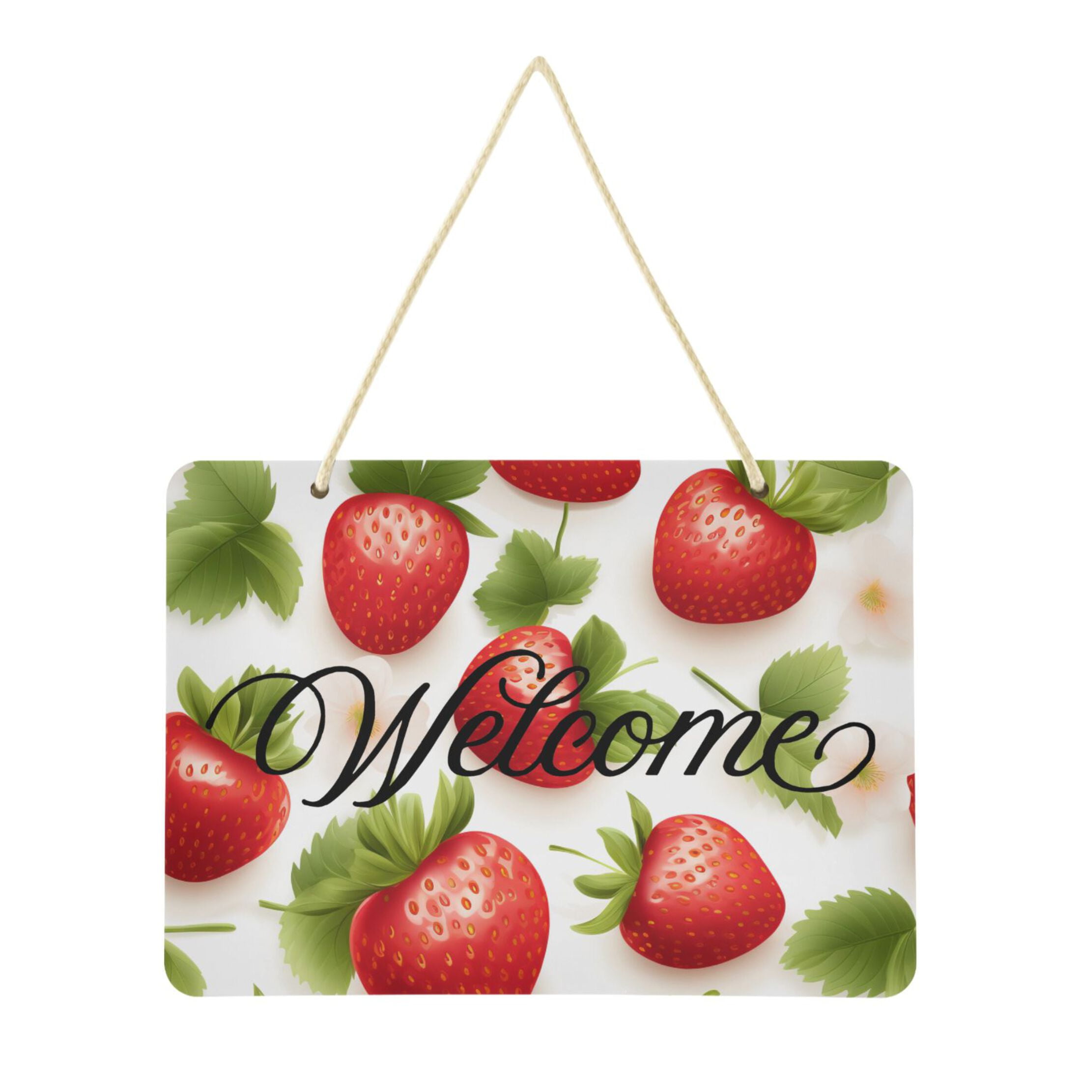 Cute Strawberry Fruits Welcome Sign Front Door PVC 14x10 inch Hanger ...