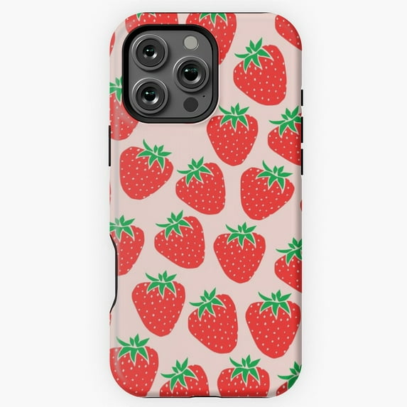 Cute Strawberry Fun Cartoon Illustration iPhone Case 17 16 15 14 13 12 ...