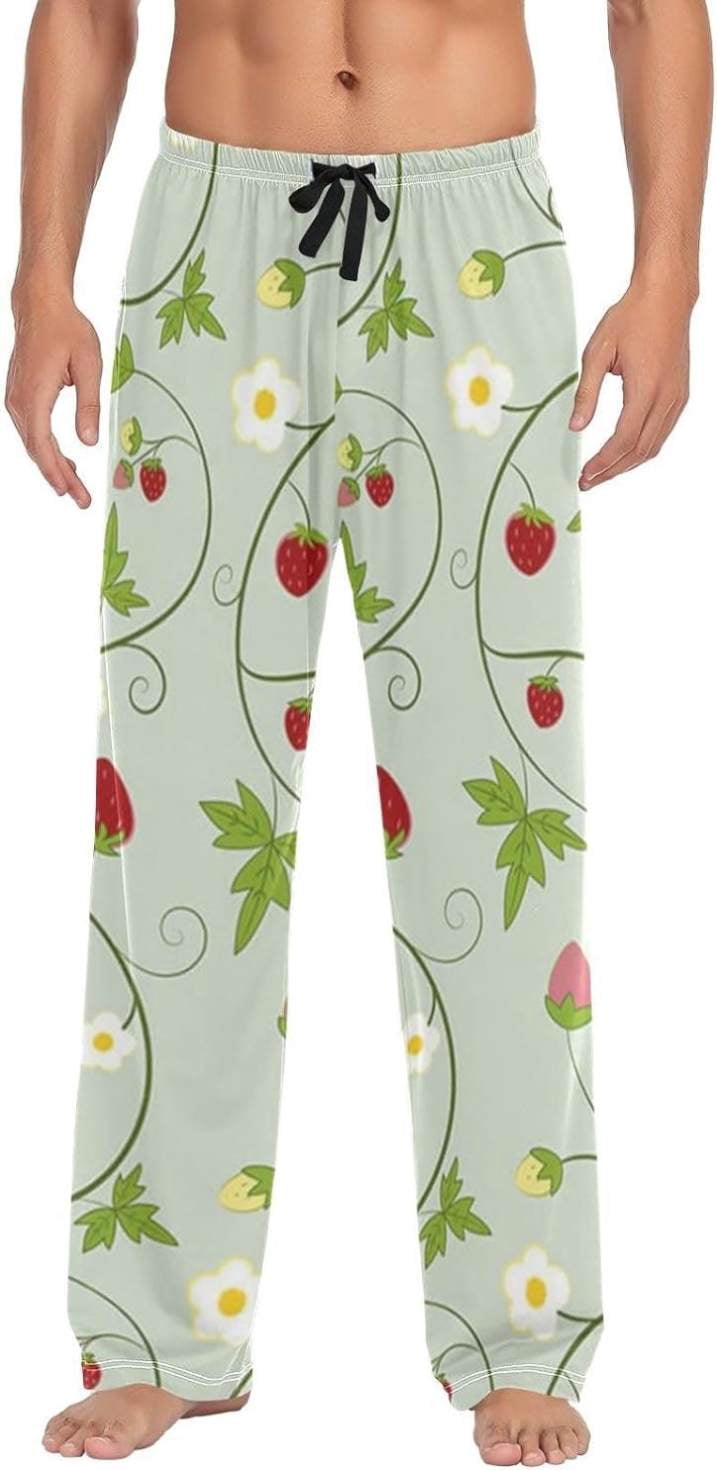 Cute Strawberry Ghost Pajama Pants, Men's Lounge Pants Light with ...