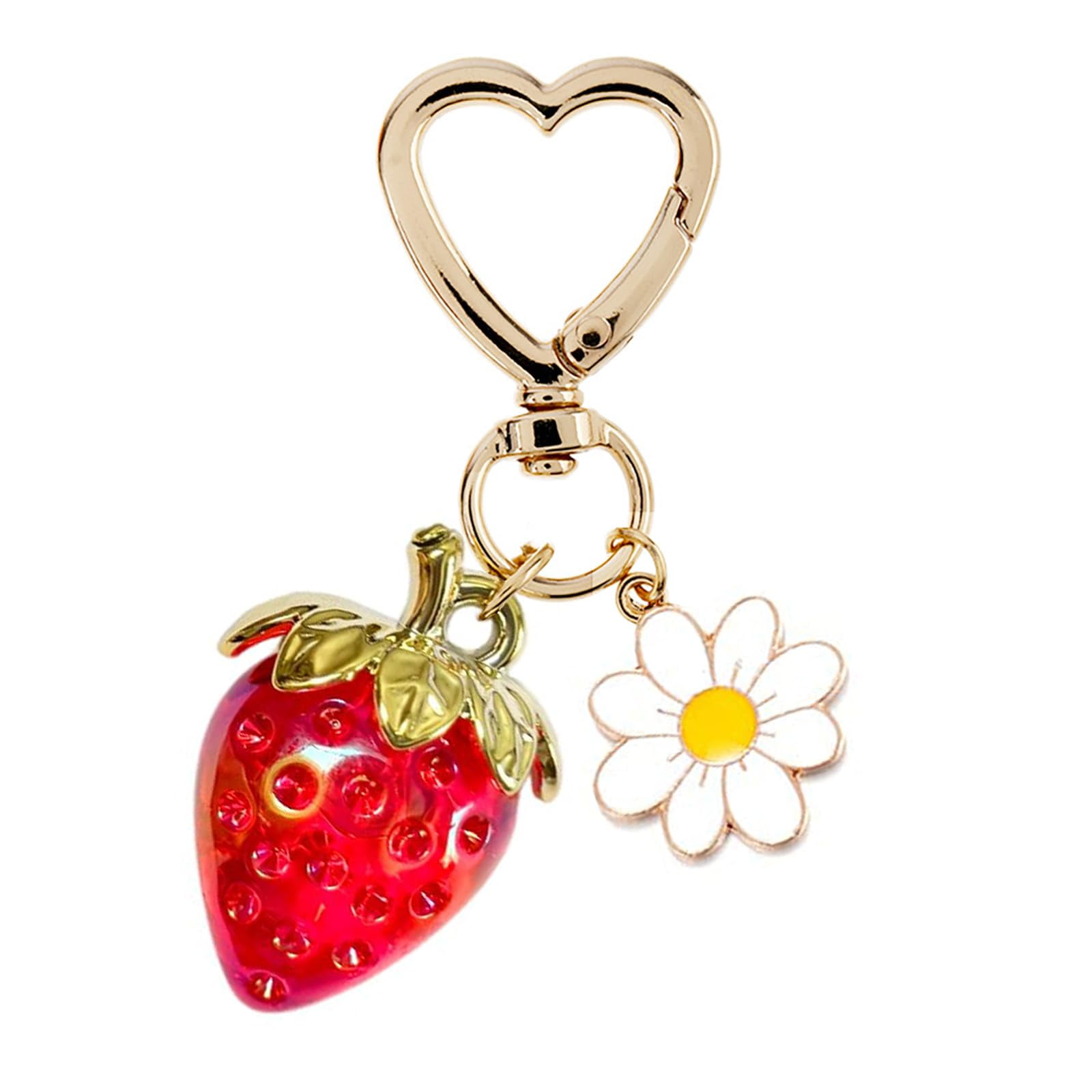 Cute Strawberry Keychain,Bag Charms,Kawaii Heart Flower Daisy Key ...