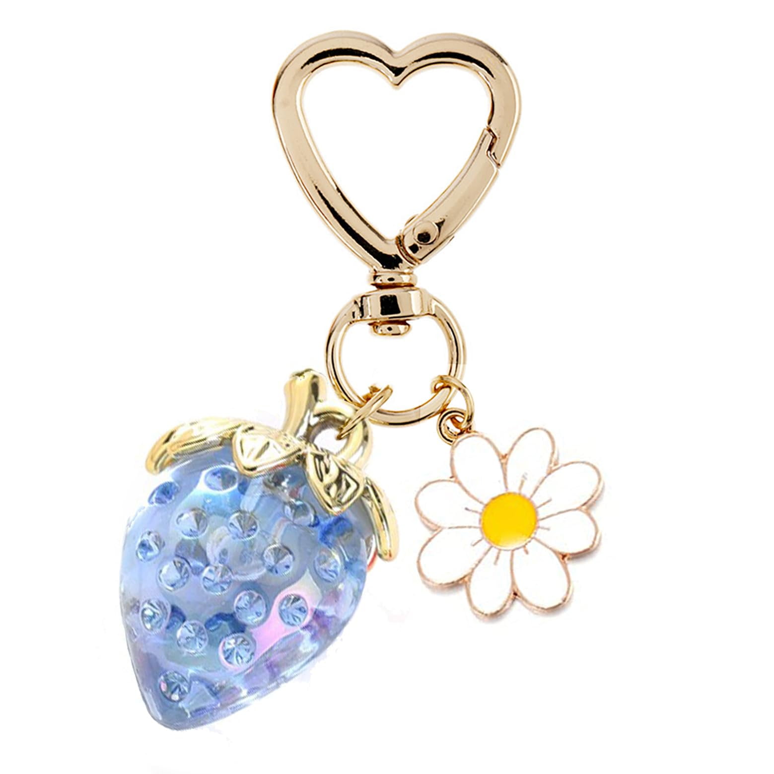 Cute Strawberry Keychain,Bag Charms,Kawaii Heart Flower Daisy Key ...