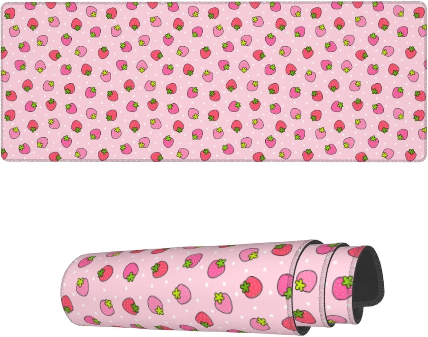 Cute Strawberry Pink Extended Gaming Mouse Pad Large 31.5" x 15.7" with ...