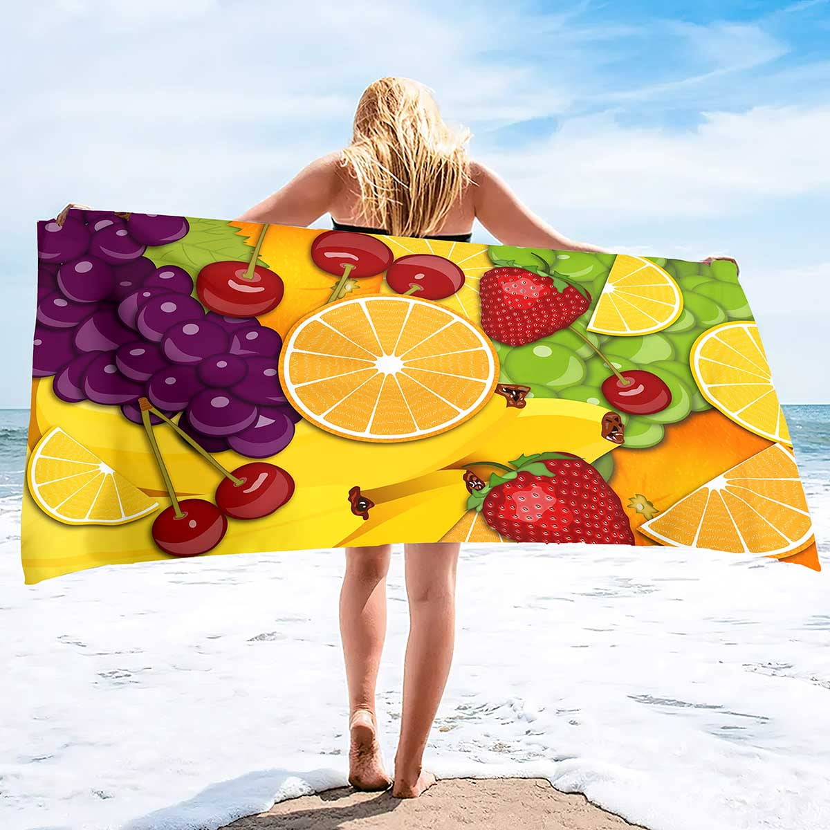 Cute Strawberry Print Summer Beach Towels Oversized Thickness Bath Spa ...