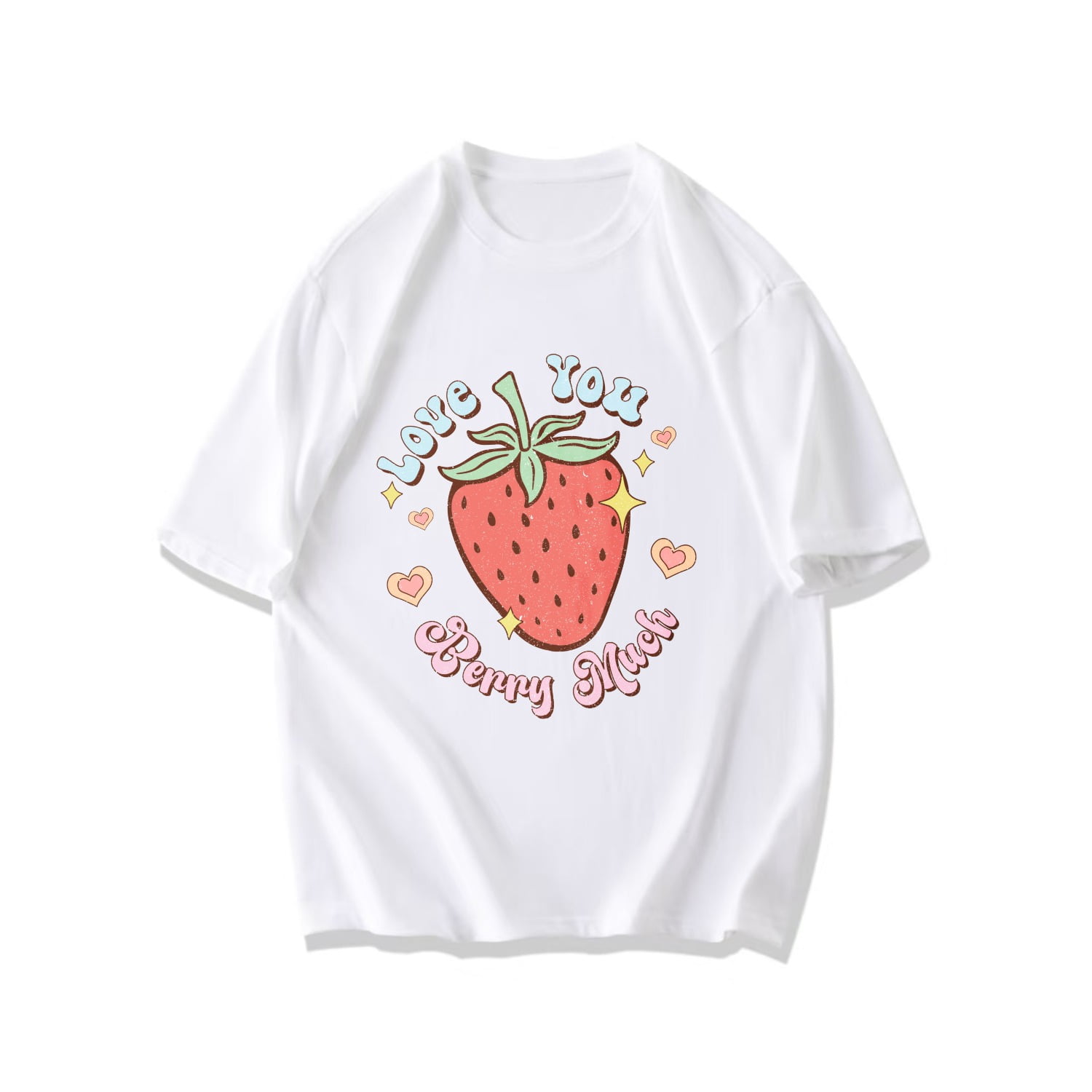 Cute Strawberry Print T Shirt Black Love You Berry Much Graphic Tee For ...