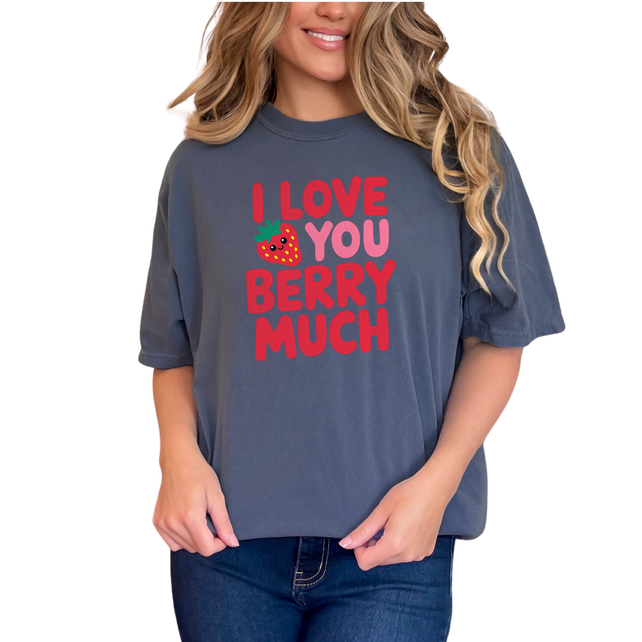 Cute Strawberry Pun T-Shirt, I Love You Berry Much Shirt, Funny Graphic ...