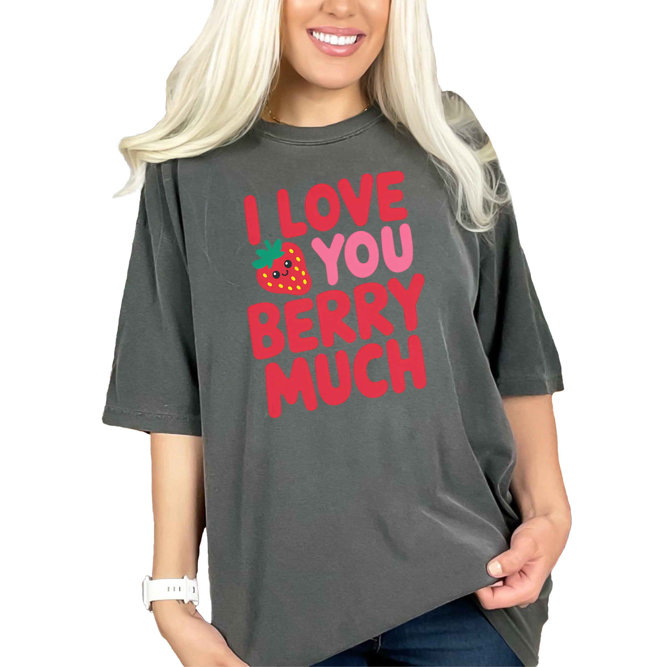 Cute Strawberry Pun T-Shirt, I Love You Berry Much Shirt, Funny Graphic ...
