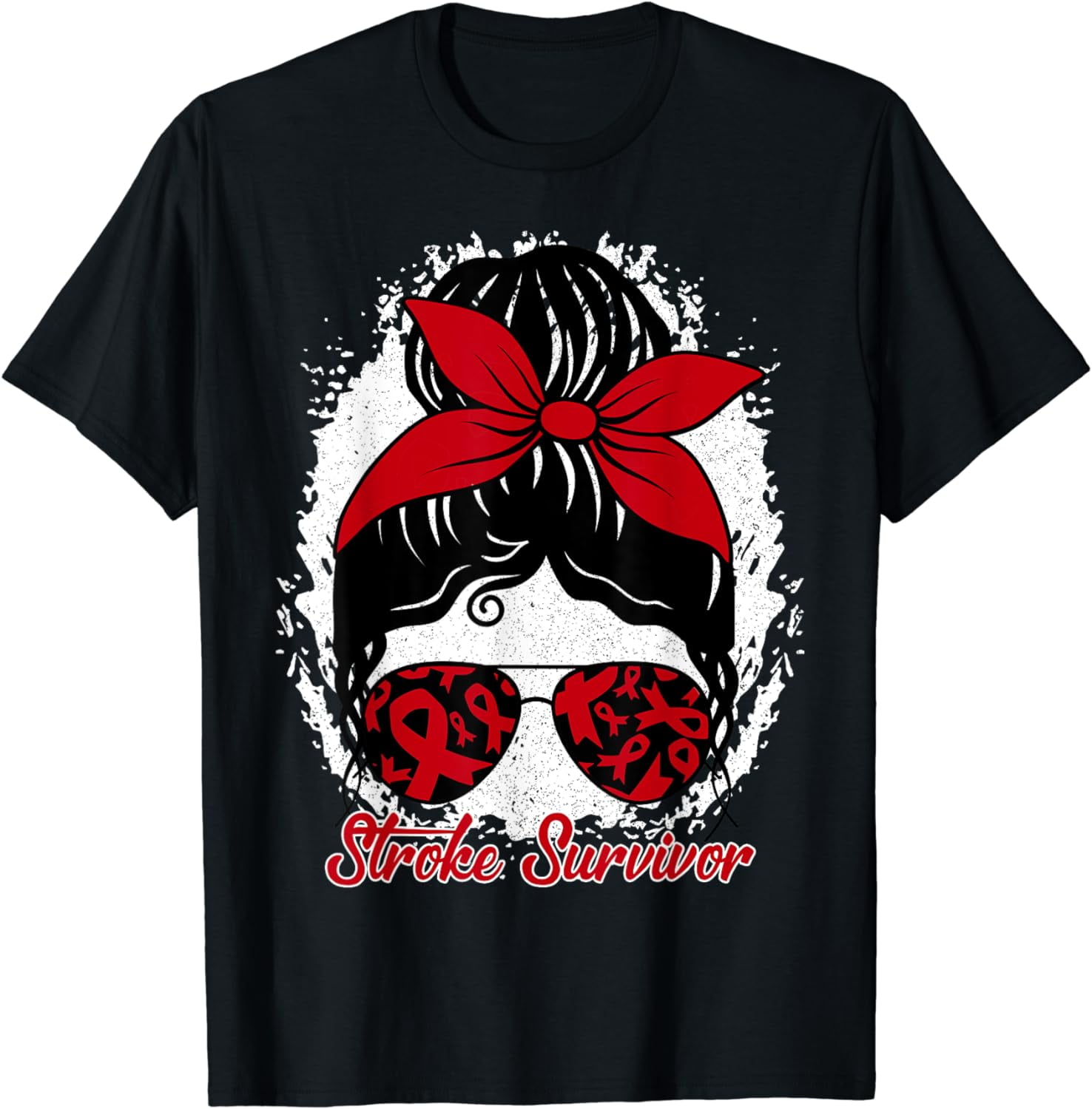 Cute Stroke Survivor Awareness Red Ribbon Brain Attack Women T-Shirt ...