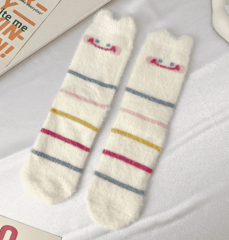 Cute Stuff Pink Socks For Women,Fuzzy Winter Fluffy Lazy Sleeper Socks ...
