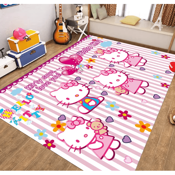Cute Style Sanrio Hello Kitty Cartoon Living Room Bedroom Carpet ...