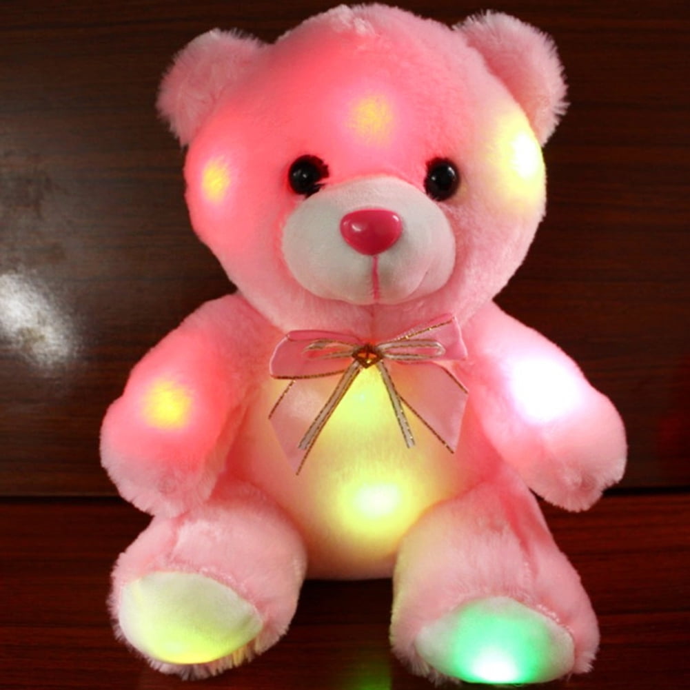 Huntermoon LED Teddy, Small Bear Stuffed Plushie, Needs AA Battery ...