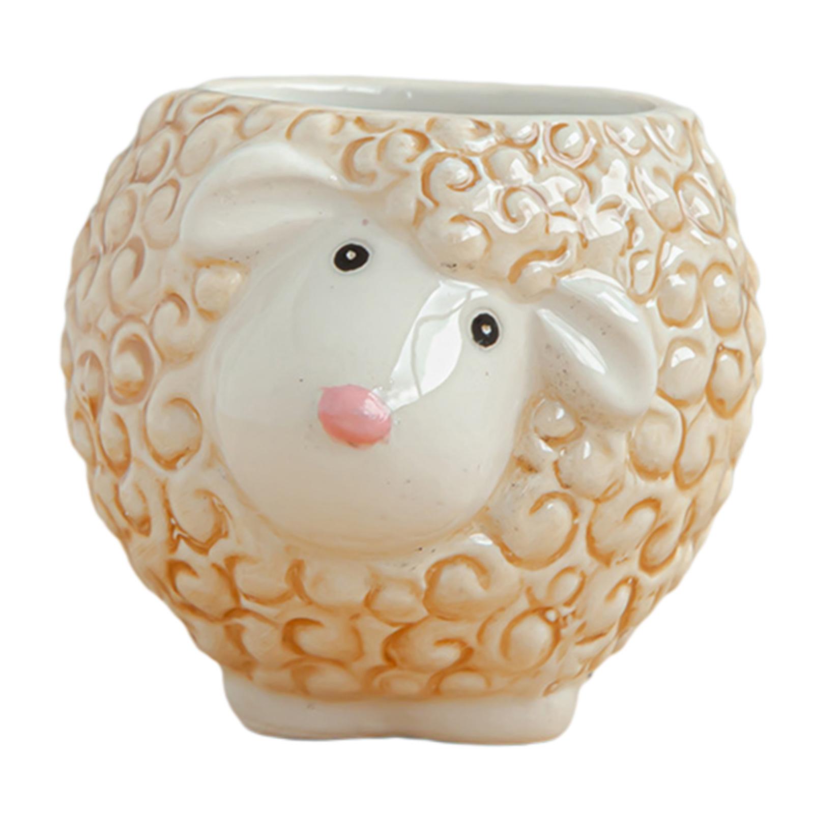 Cute Succulent Pots Ceramic Flower Pot Plants Planter Home Sheep 7x8 ...