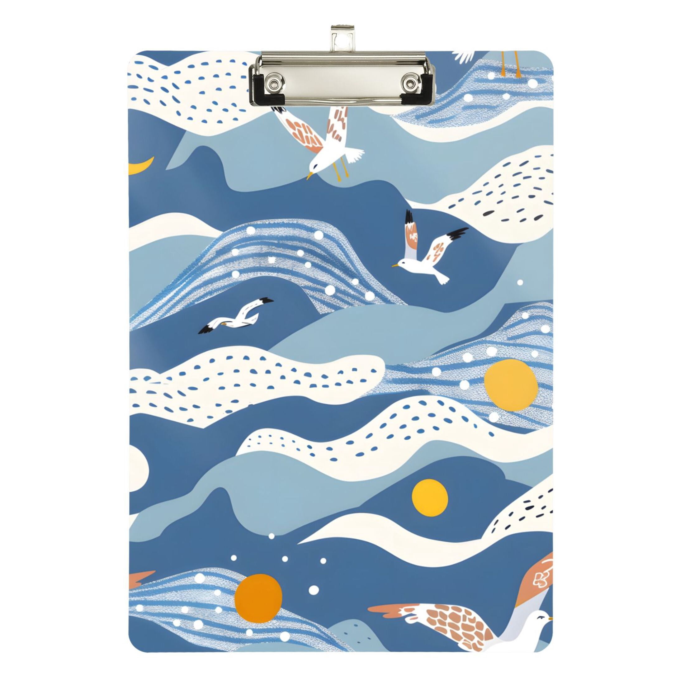 Cute Summer Beach Wave Gulls Acrylic Clipboard Drawing Board with Hook ...