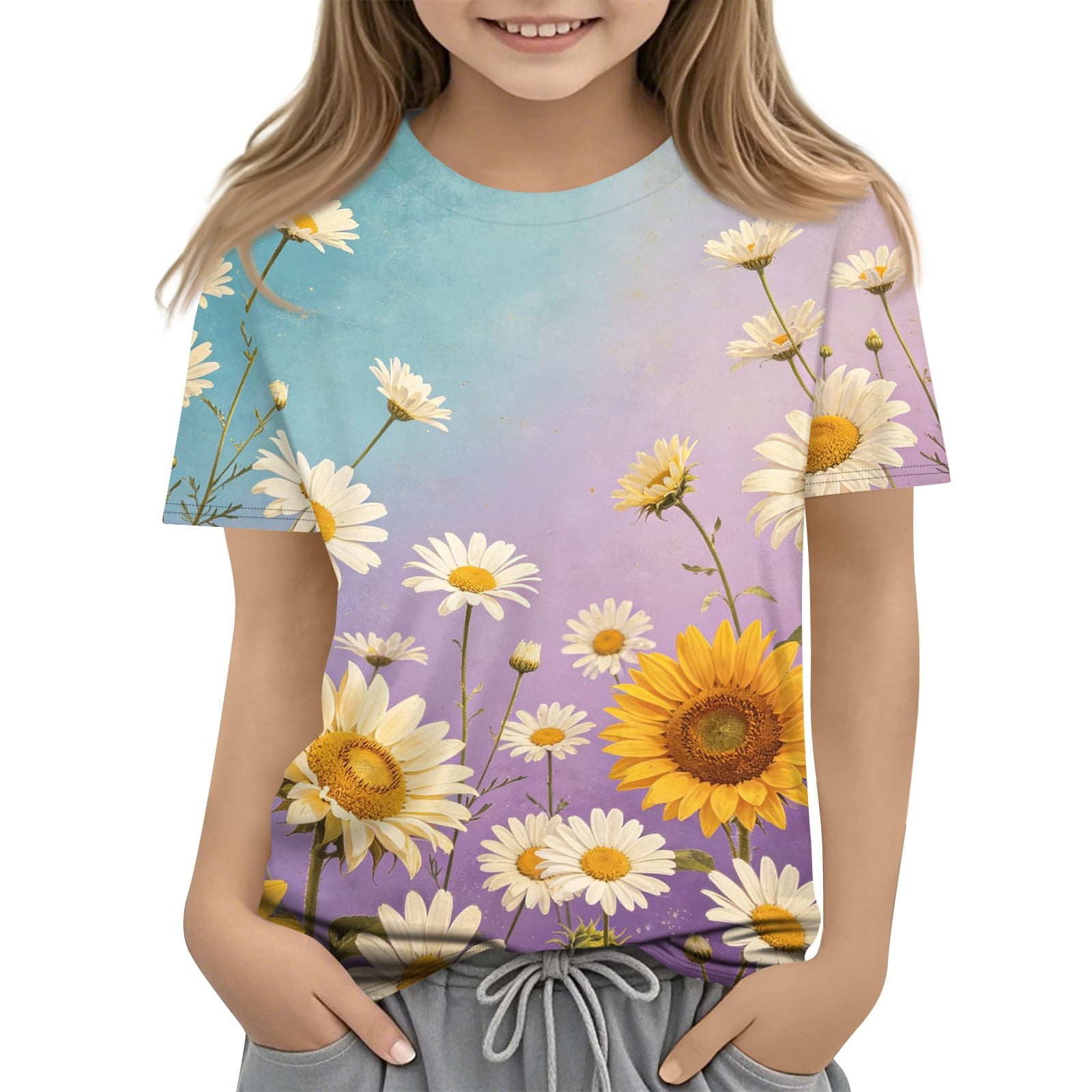 Cute Summer Tops for Girls Size 7 Soft Casual Short Sleeve Crew Neck ...