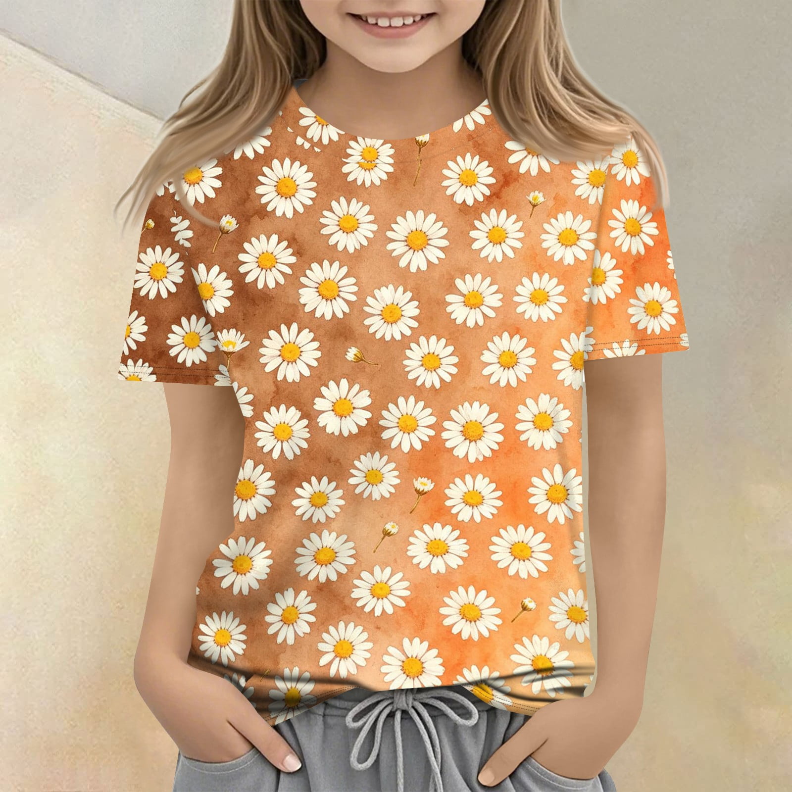 Cute Summer Tops for Kids Girls Size 7 Soft Casual Short Sleeve Crew ...
