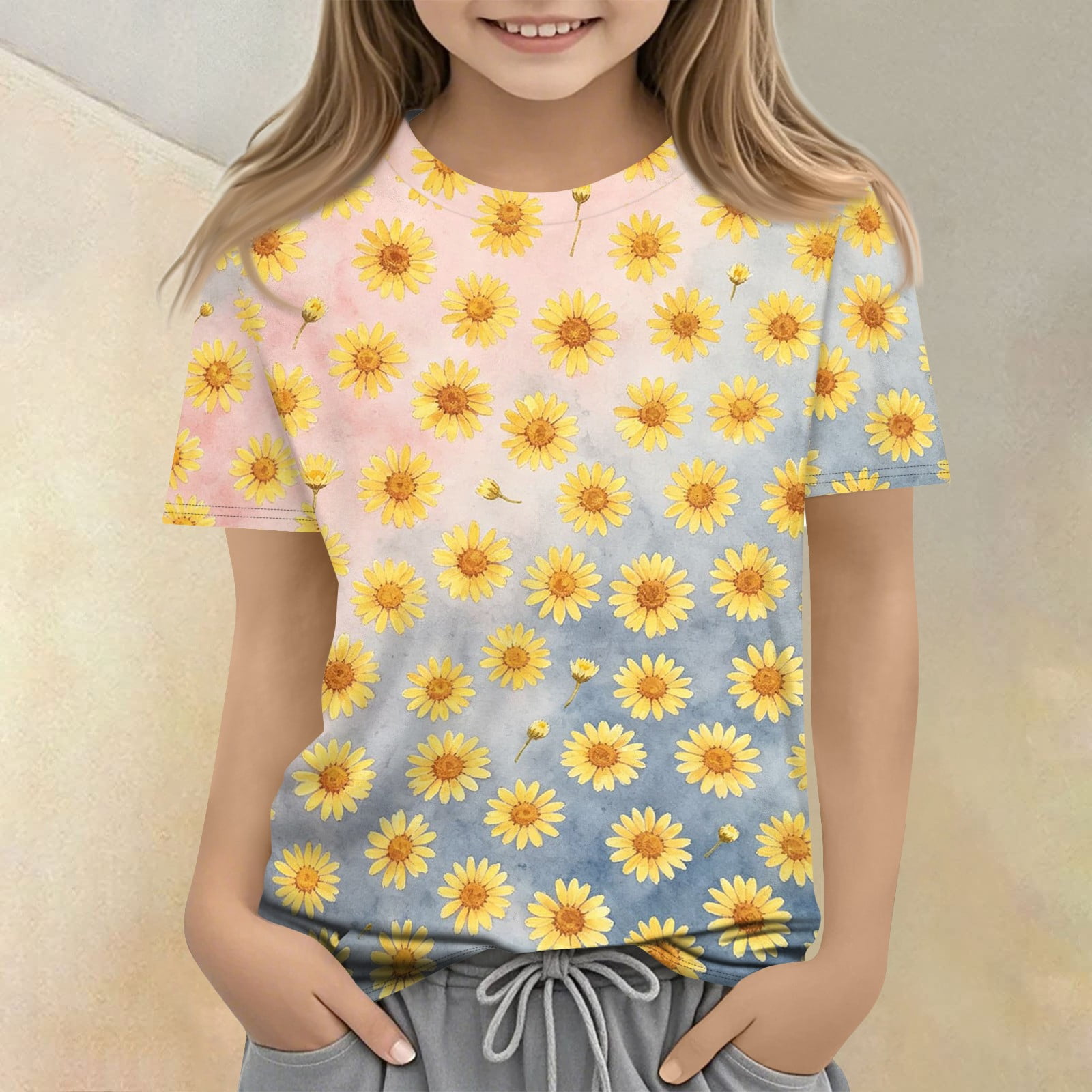 Cute Summer Tops for Kids Girls Size 7 Soft Casual Short Sleeve Crew ...