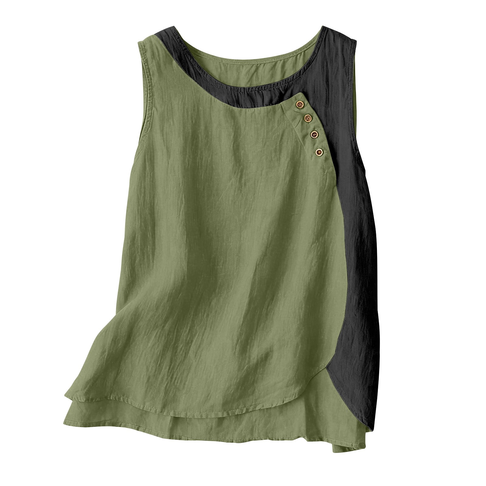 Cute Summer Tops Loose Asymmetric Button Decor Sleeveless Casual Top ...