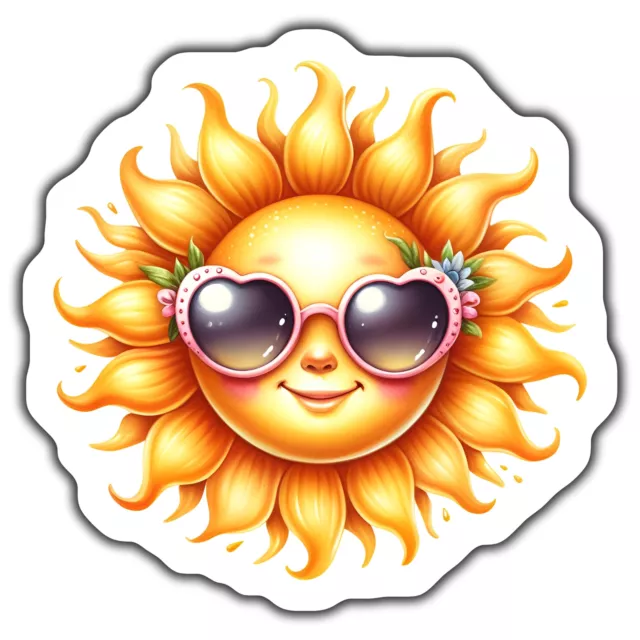 Cute Sun Sticker With Sunglasses, Fun Sunshine Decal, Summer Vinyl ...