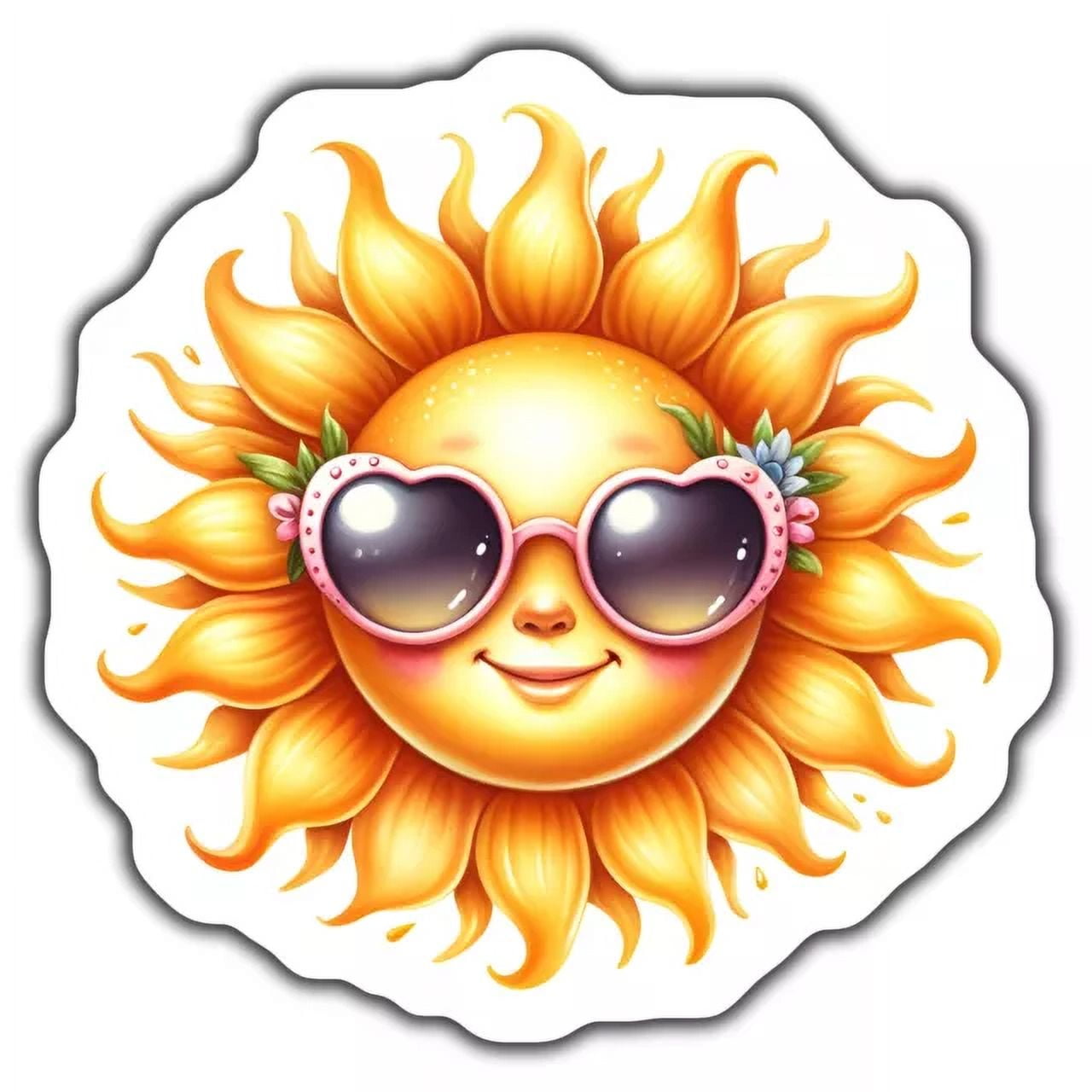Cute Sun Sticker With Sunglasses, Fun Sunshine Decal, Summer Vinyl ...