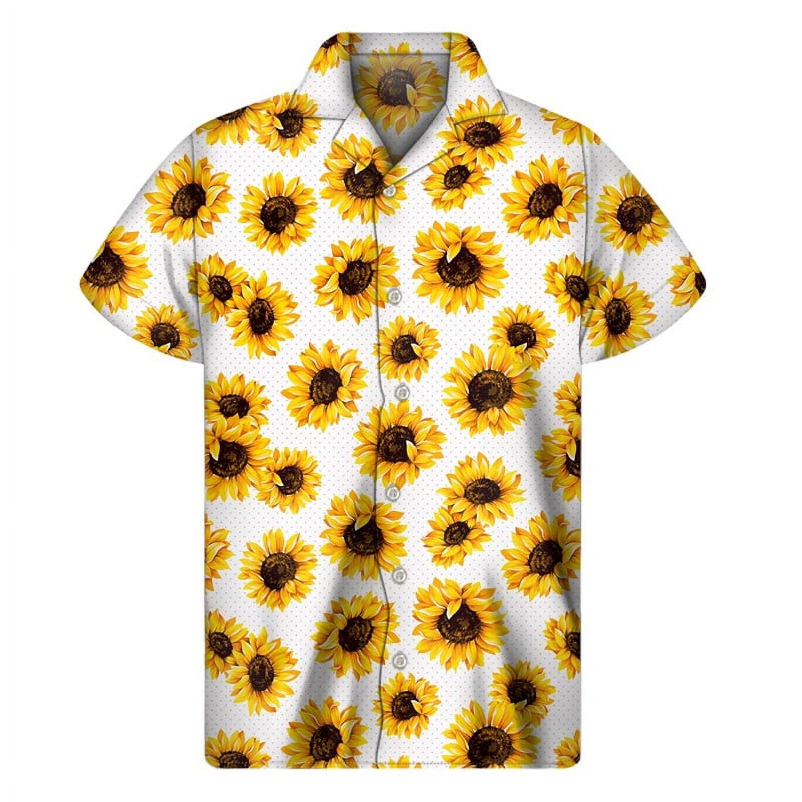 Cute Sunflower 3D Print Aloha Shirt For Men Clothes Floral Hawaiian ...
