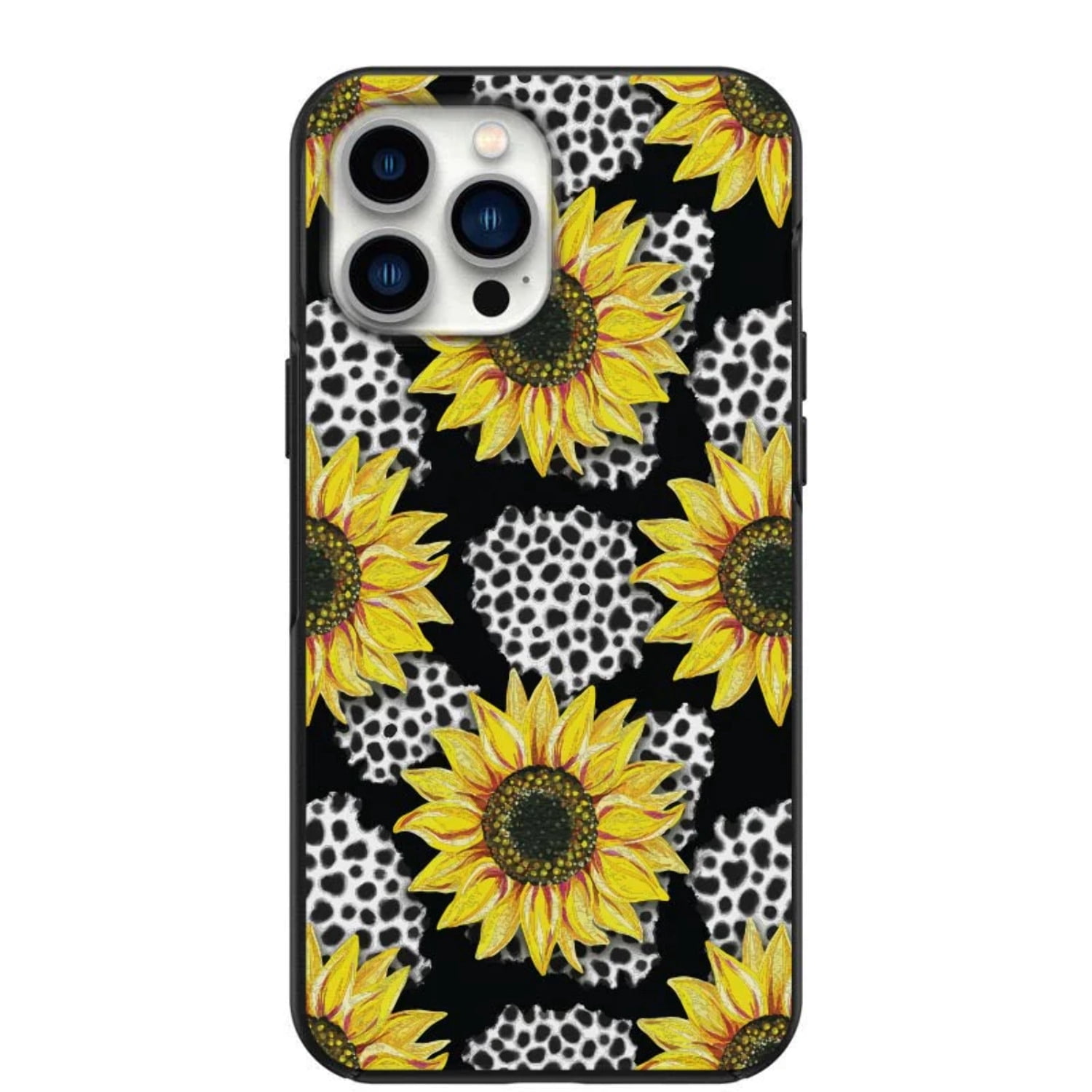 Cute Sunflower Cow Print Black leopard print Design Phone Case for ...