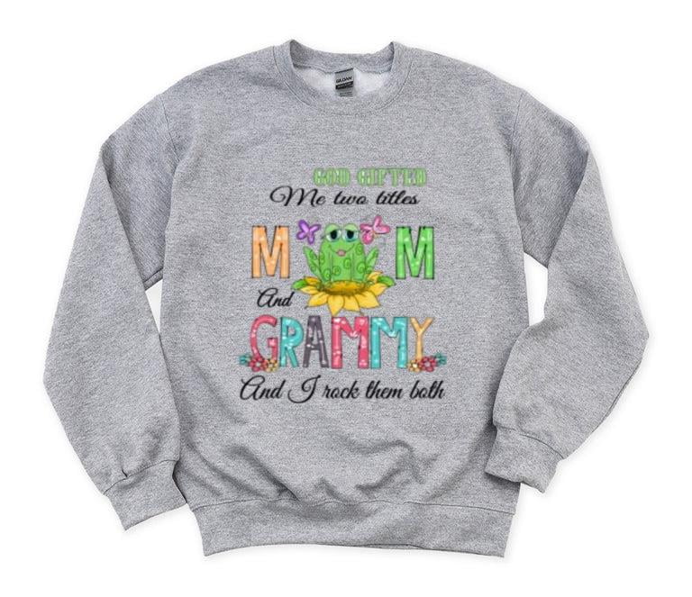 Cute Sunflower Frog Mom Grammy Two Titles God Gifted Me Nana Granny ...