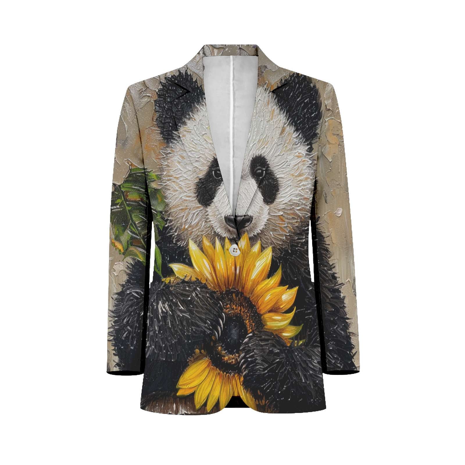 Cute Sunflower Panda Bear Customized Men's Suits full man Shawl Collar ...