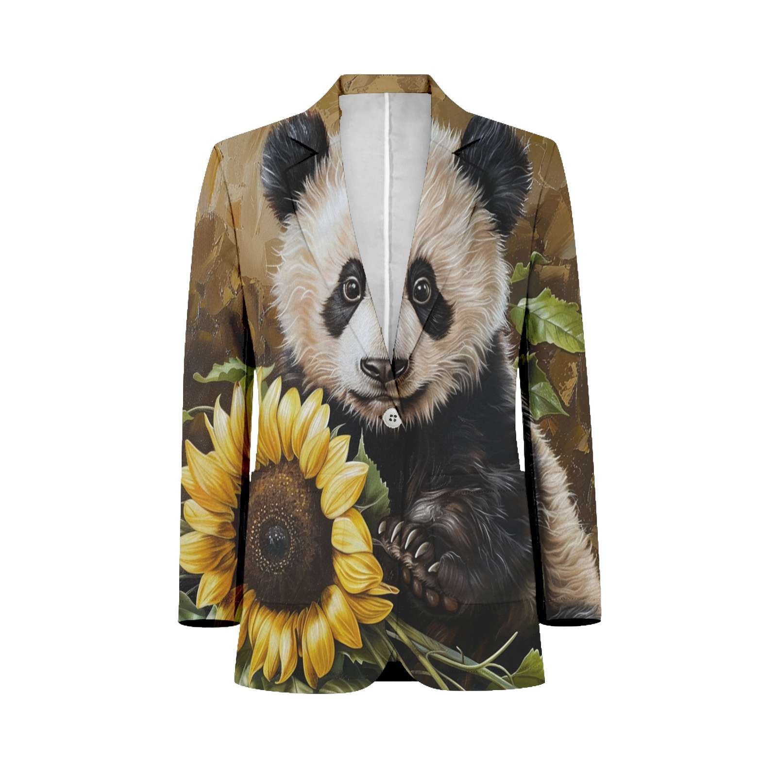 Cute Sunflower Panda Bear Customized Men's Suits full man Shawl Collar ...