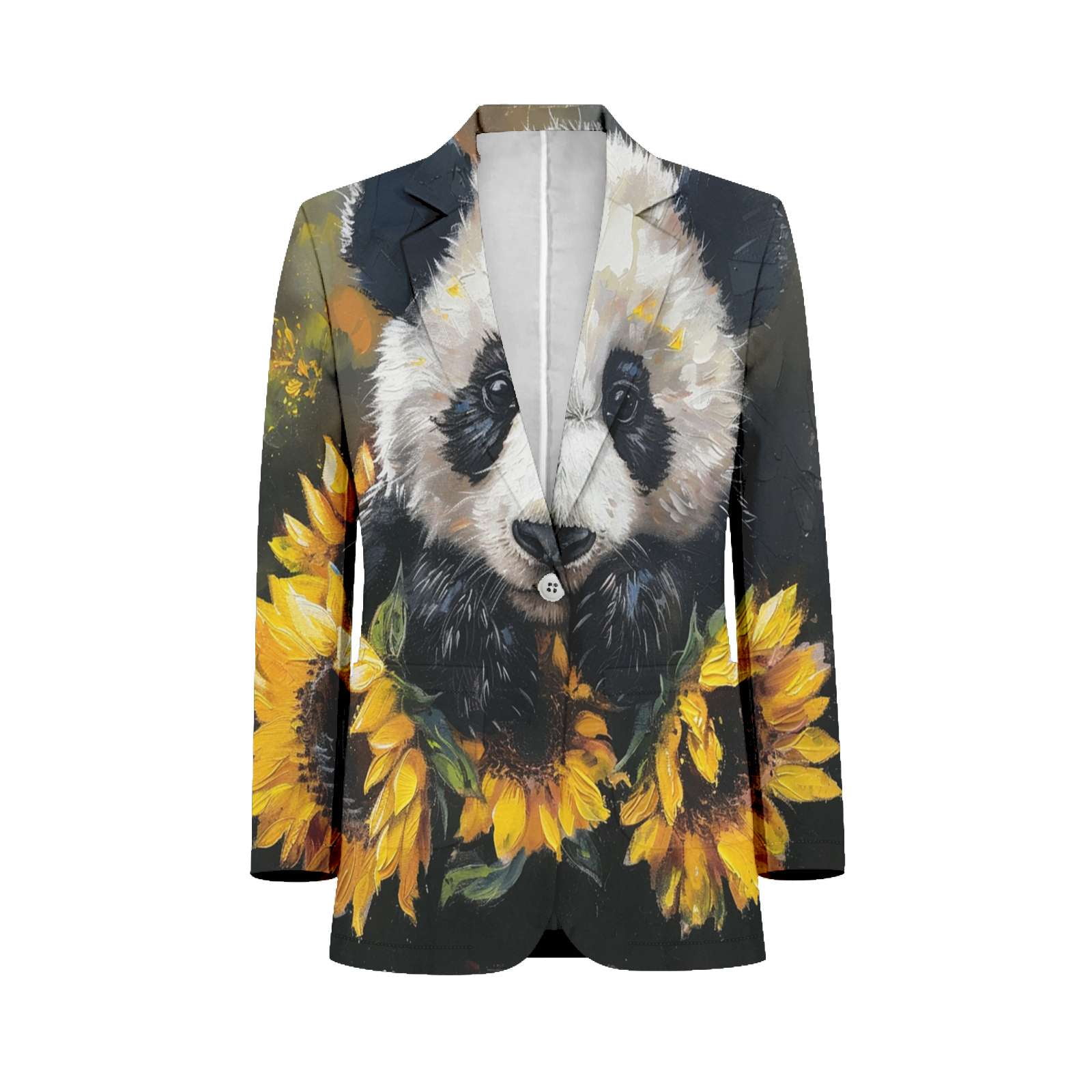 Cute Sunflower Panda Bear Customized Men's Suits full man Shawl Collar ...