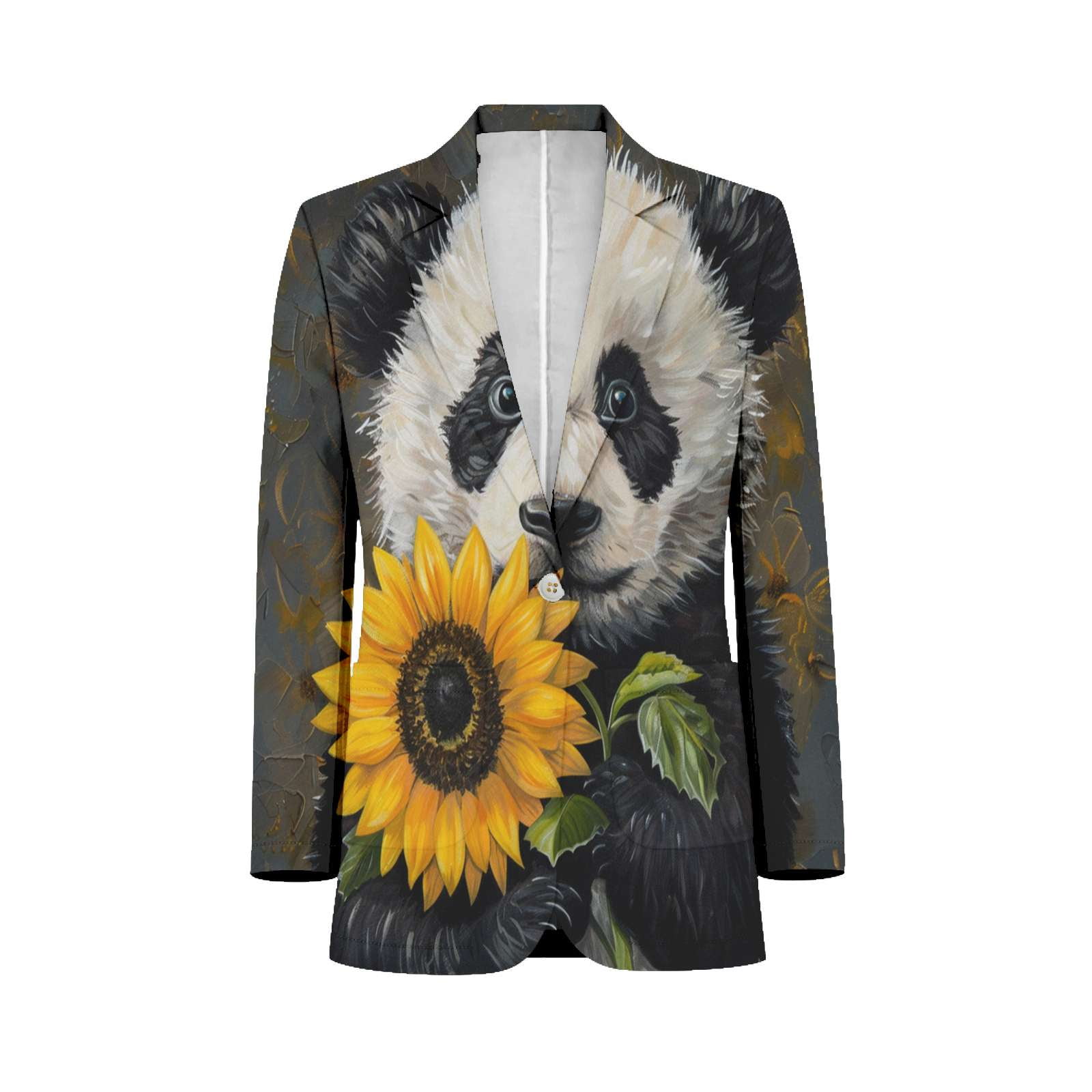 Cute Sunflower Panda Bear Customized Men's Suits full man Shawl Collar ...