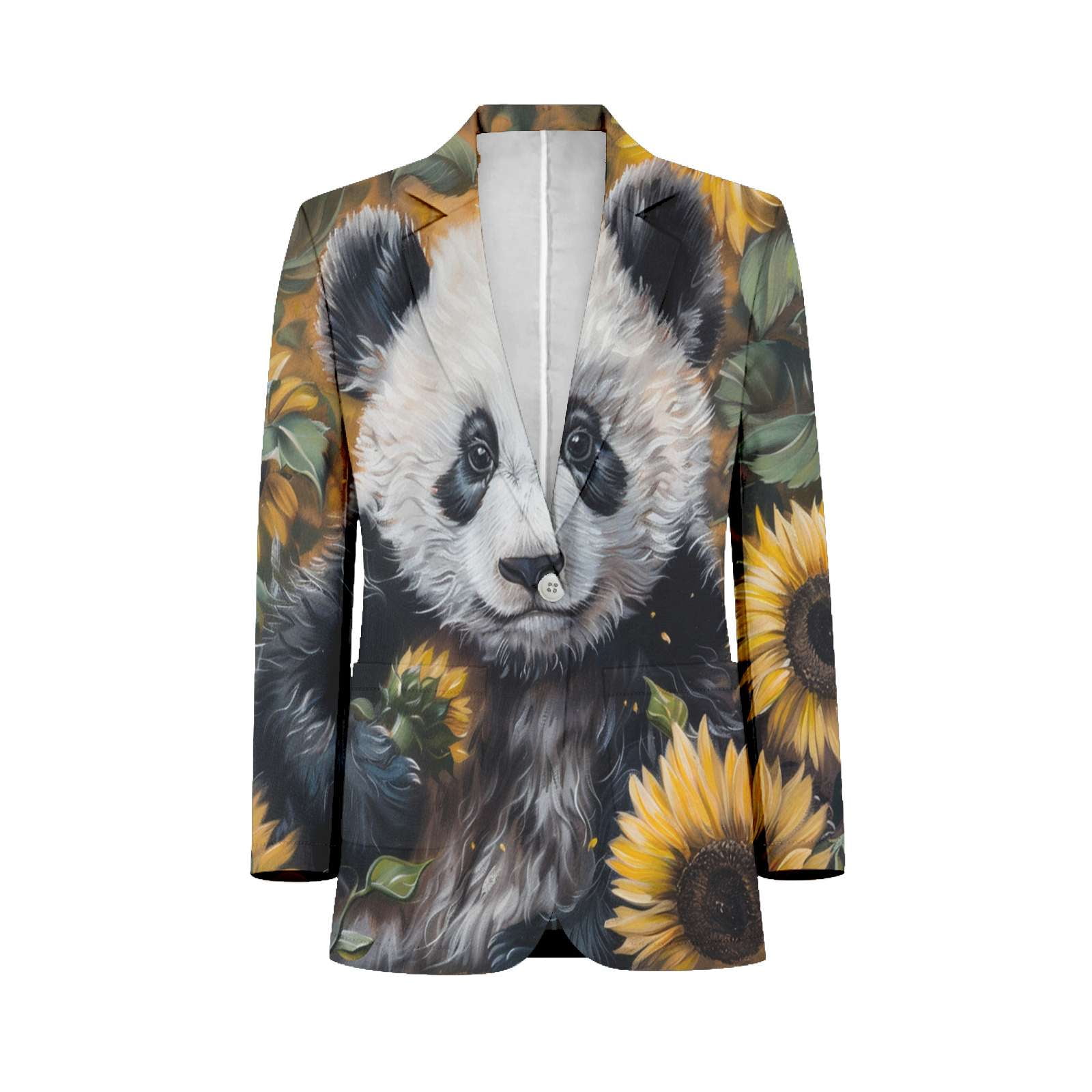 Cute Sunflower Panda Bear Customized Men's Suits full man Shawl Collar ...