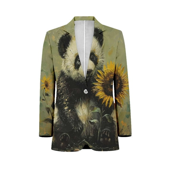 Cute Sunflower Panda Bear Customized Men's Suits full man Shawl Collar ...