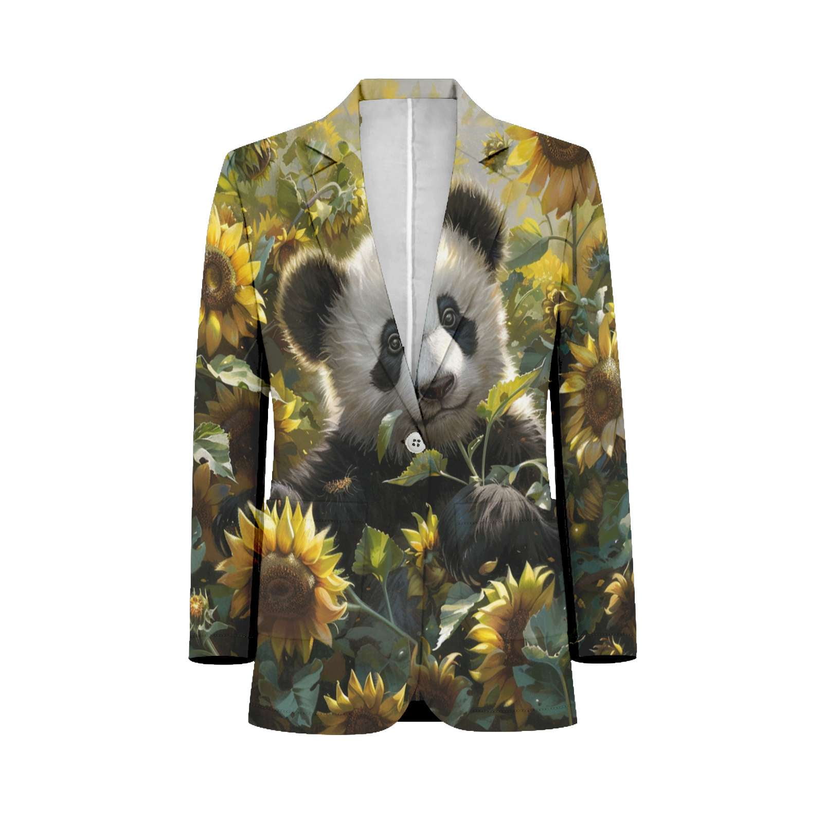 Cute Sunflower Panda Bear Customized Men's Suits full man Shawl Collar ...