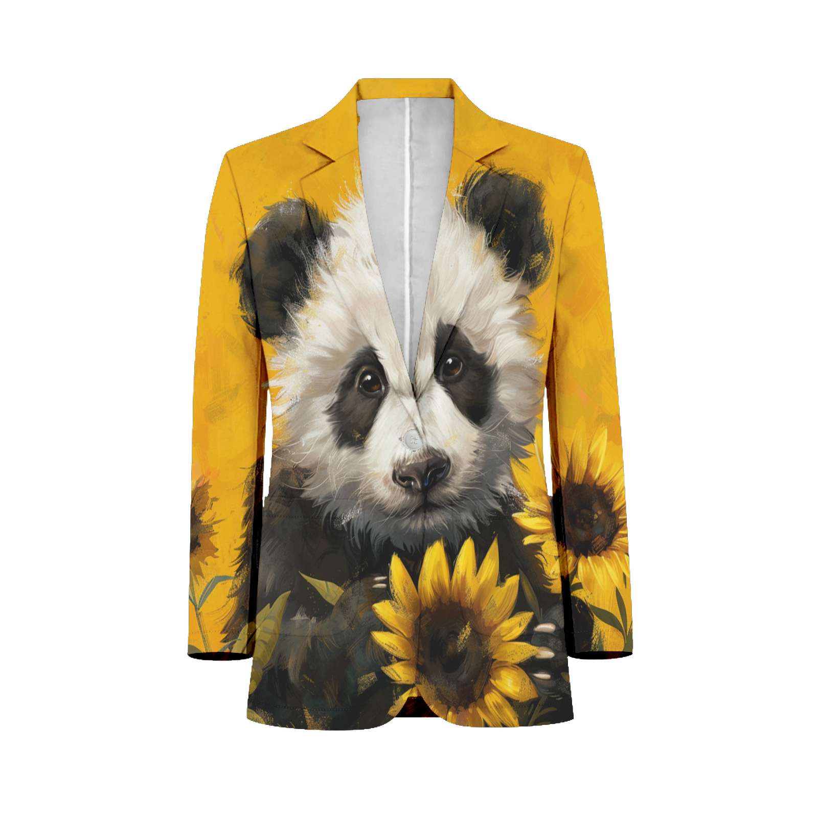 Cute Sunflower Panda Bear Mens Suits Shawl Collar Slim Fit Suit Mens ...