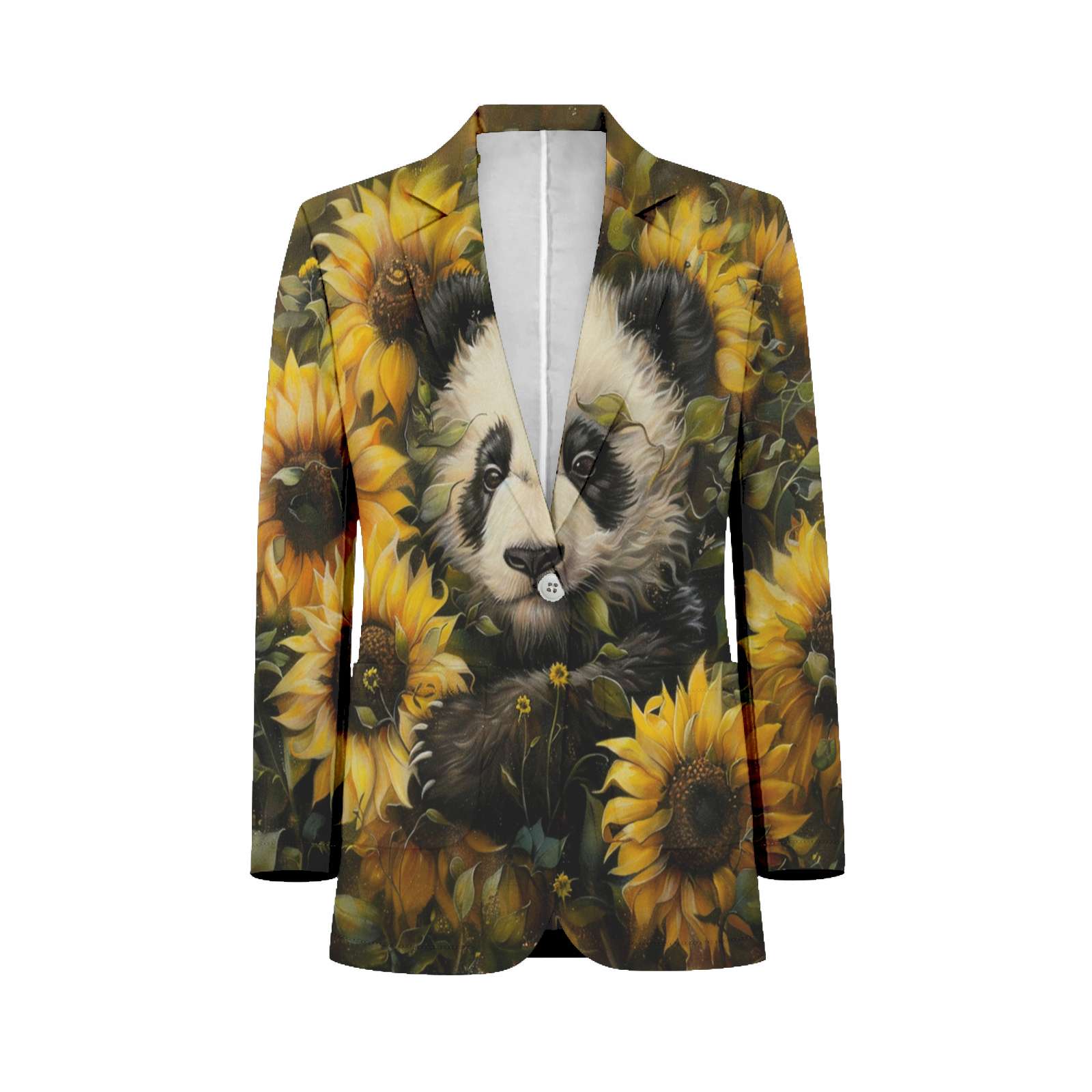 Cute Sunflower Panda Bear Mens Suits Shawl Collar Slim Fit Suit Mens ...